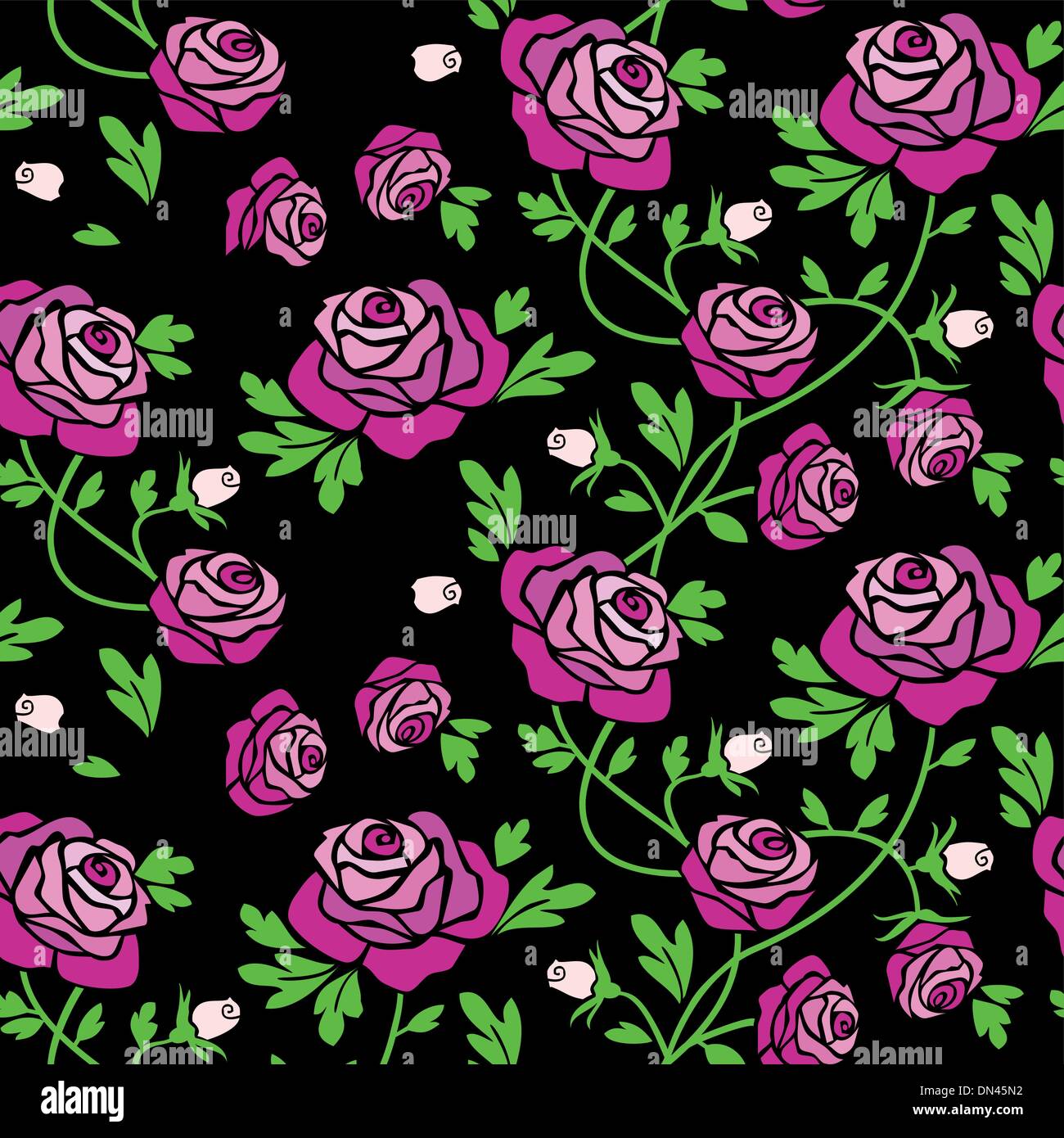 Roses tile at black Stock Vector Image & Art - Alamy