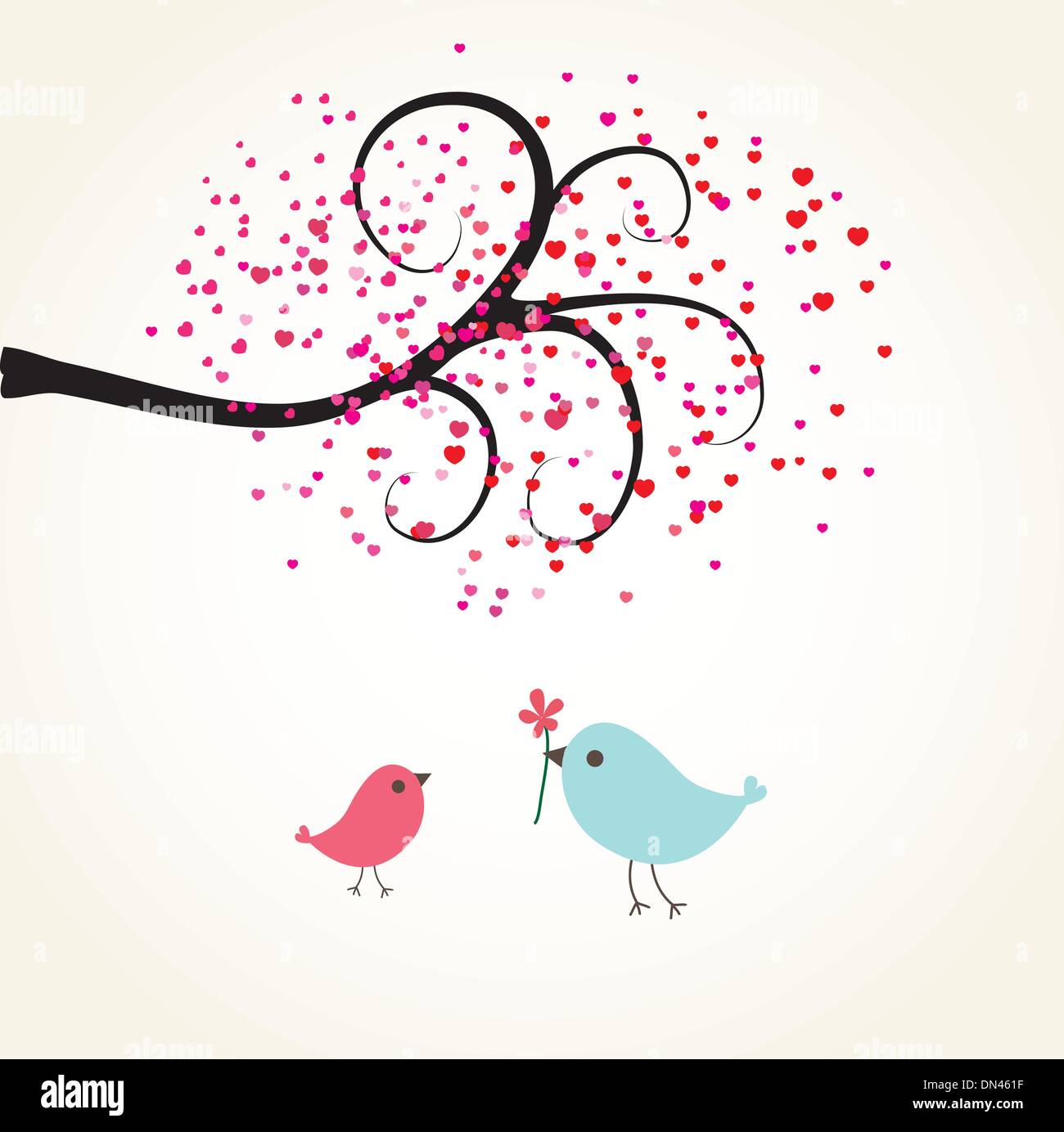 Cute Greetings Card With Birds On A Swing Stock Vector Image And Art Alamy