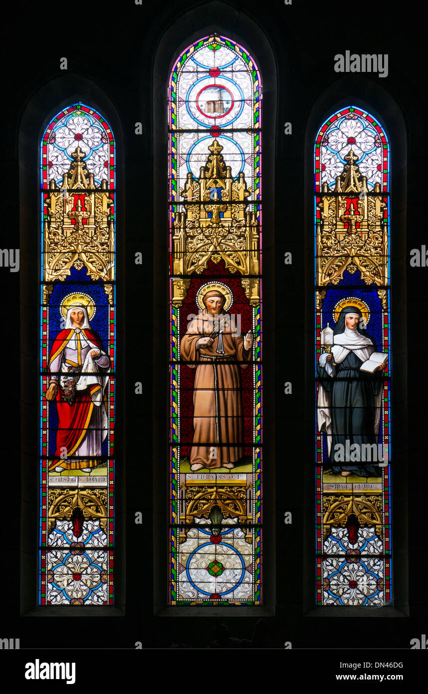 Stained glass windows within the church of St Martin of Nolay at Nolay ...