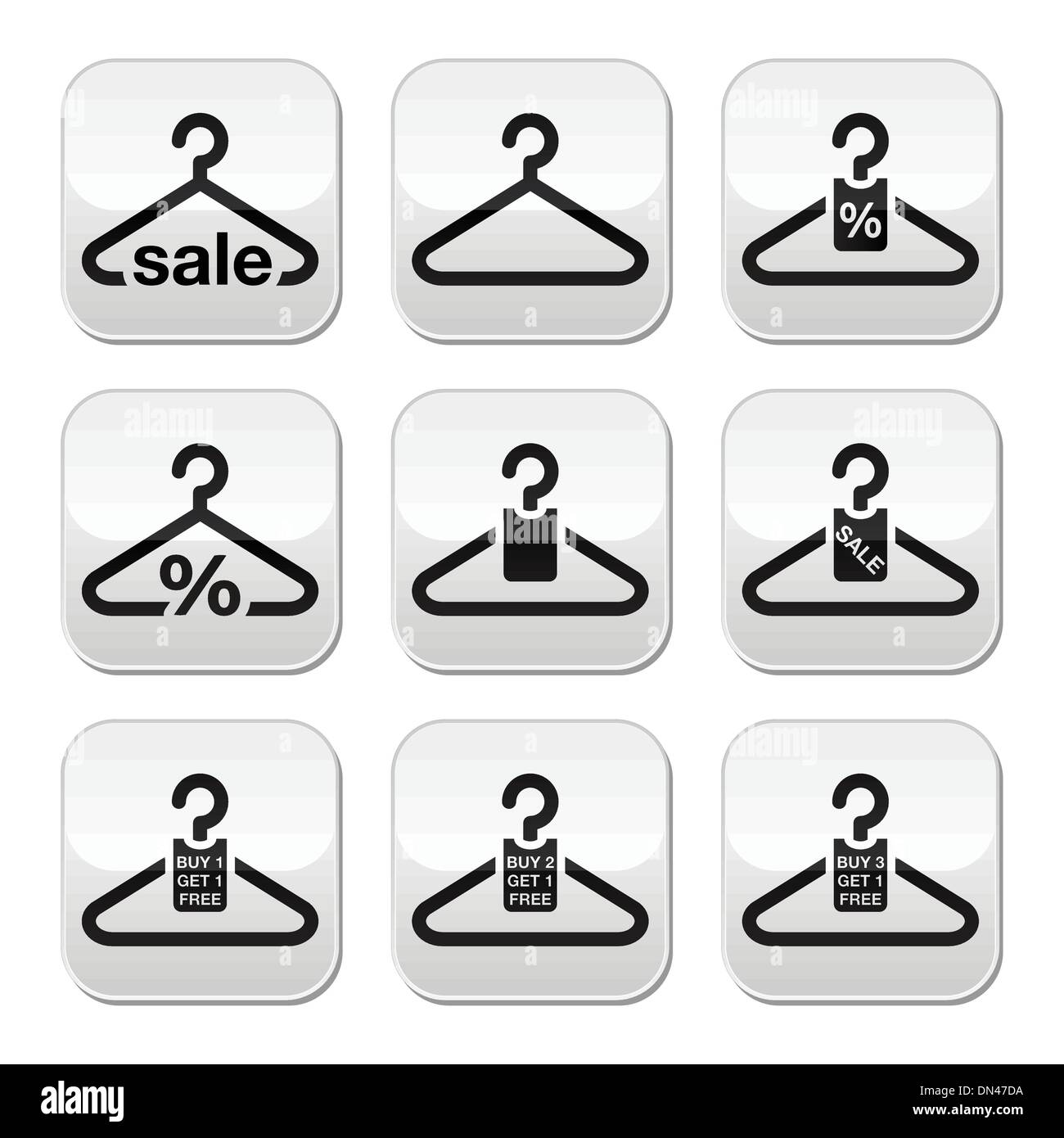 Hanger wardrobe icon set Cut Out Stock Images & Pictures - Alamy