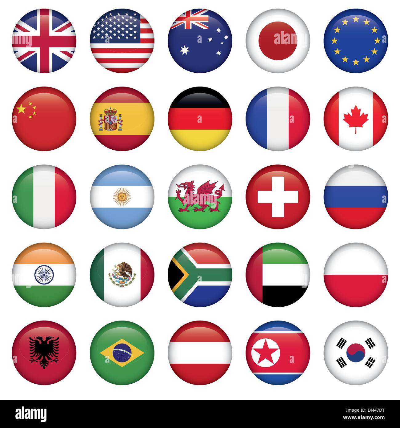 National flags world round set hi-res stock photography and images - Alamy