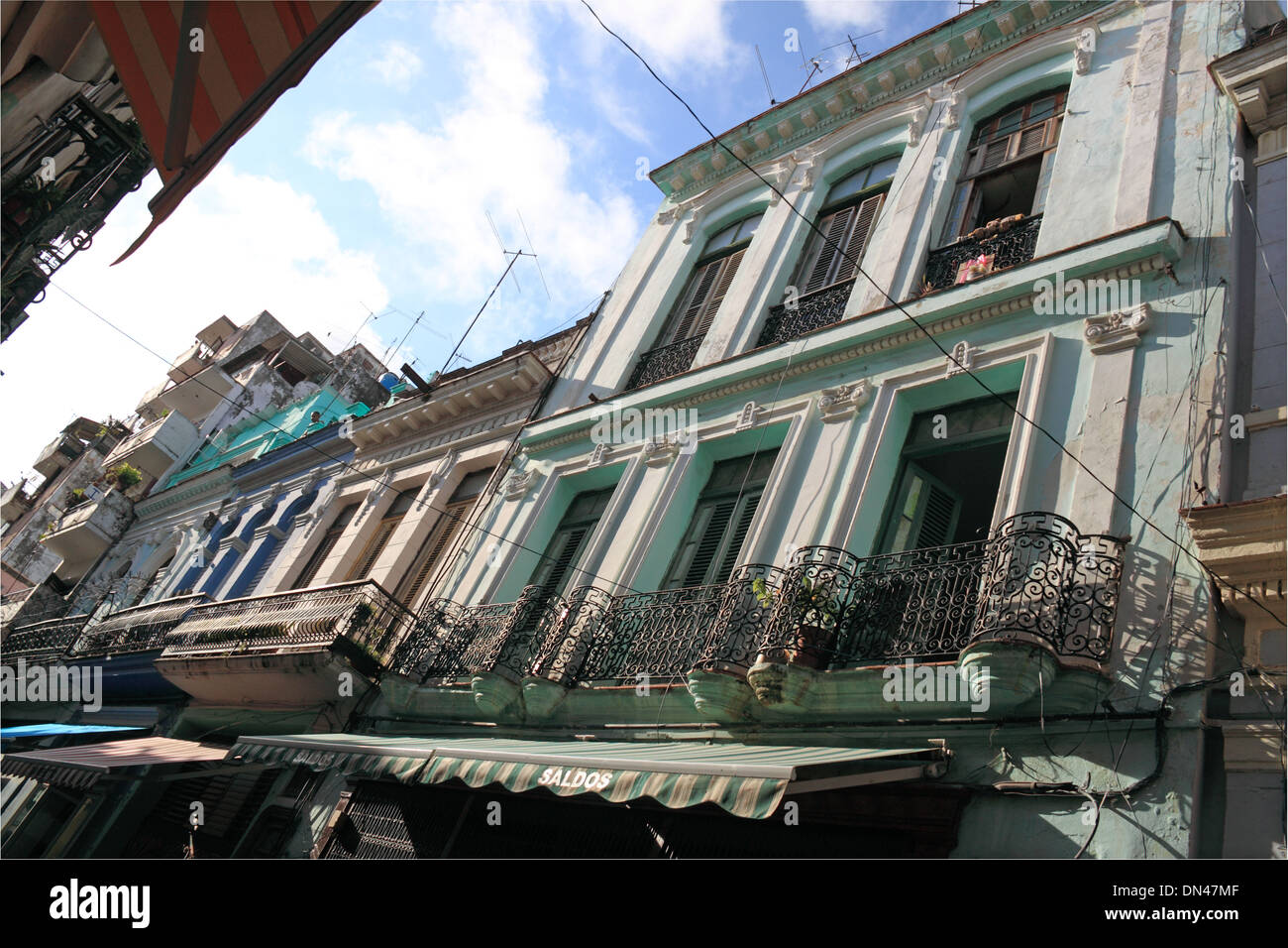 Colonial architecture in Calle Obispo, Old Havana (La Habana Vieja ...