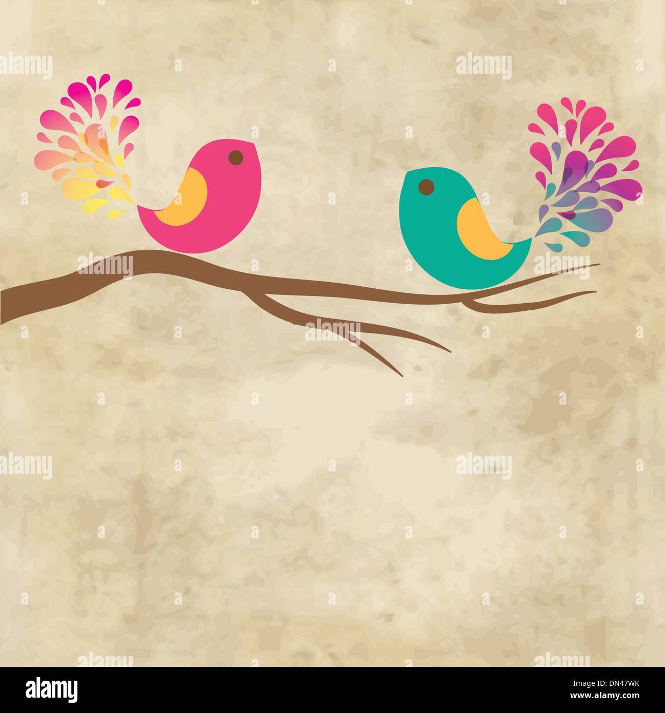 Cute Greetings Card With Birds On A Swing Stock Vector Image And Art Alamy