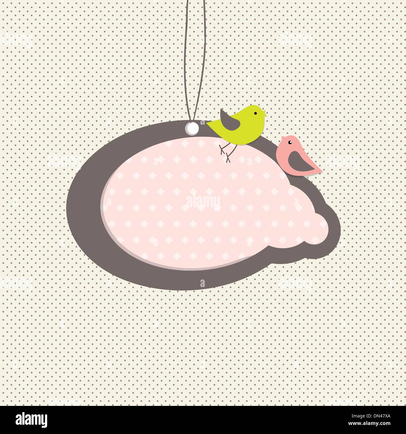 Cute Greetings Card With Birds On A Swing Stock Vector Image And Art Alamy