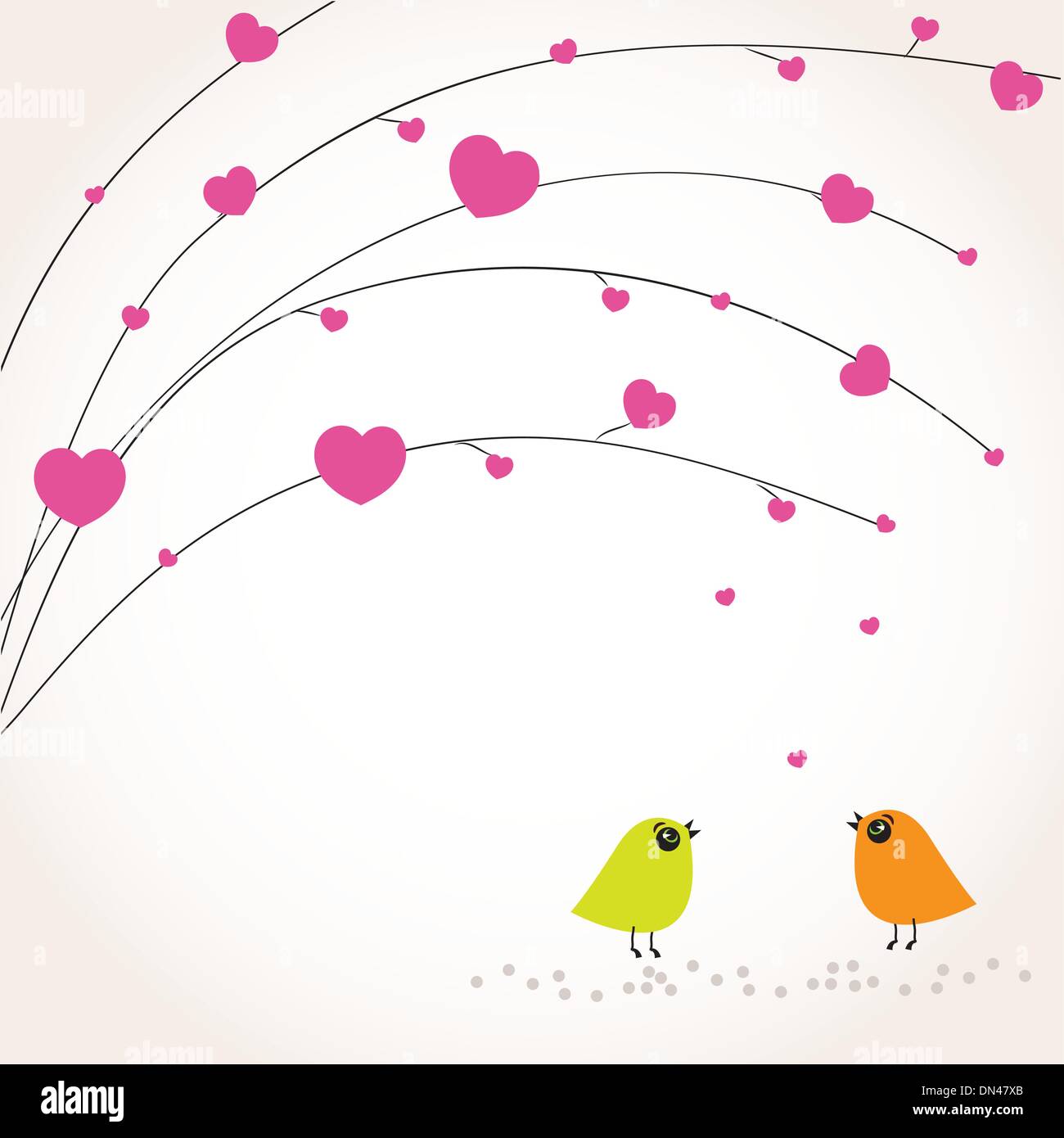 Cute Greetings Card With Birds On A Swing Stock Vector Image And Art Alamy