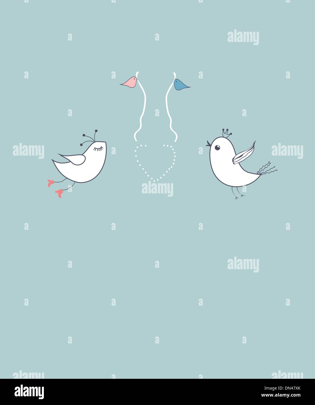 Cute Greetings Card With Birds On A Swing Stock Vector Image And Art Alamy