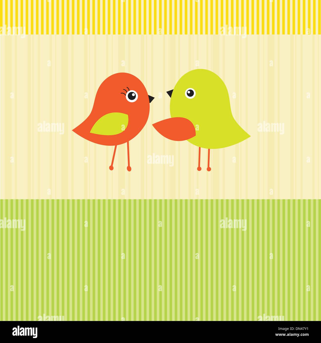 Cute Greetings Card With Birds On A Swing Stock Vector Image And Art Alamy