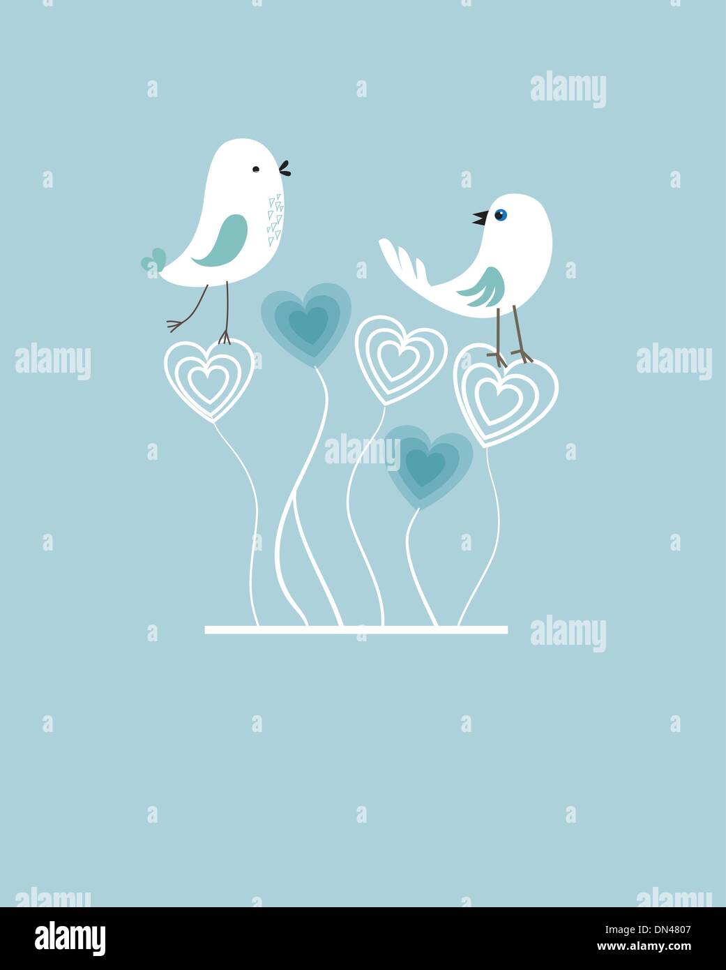 Cute Greetings Card With Birds On A Swing Stock Vector Image And Art Alamy