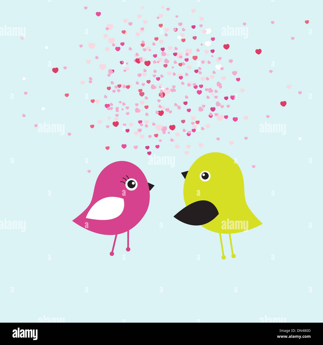 Cute Greetings Card With Birds On A Swing Stock Vector Image And Art Alamy