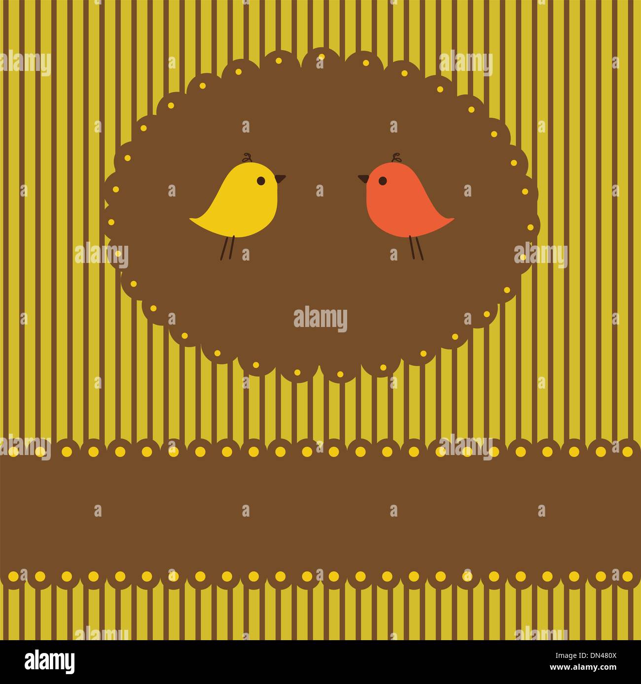 Cute Greetings Card With Birds On A Swing Stock Vector Image And Art Alamy