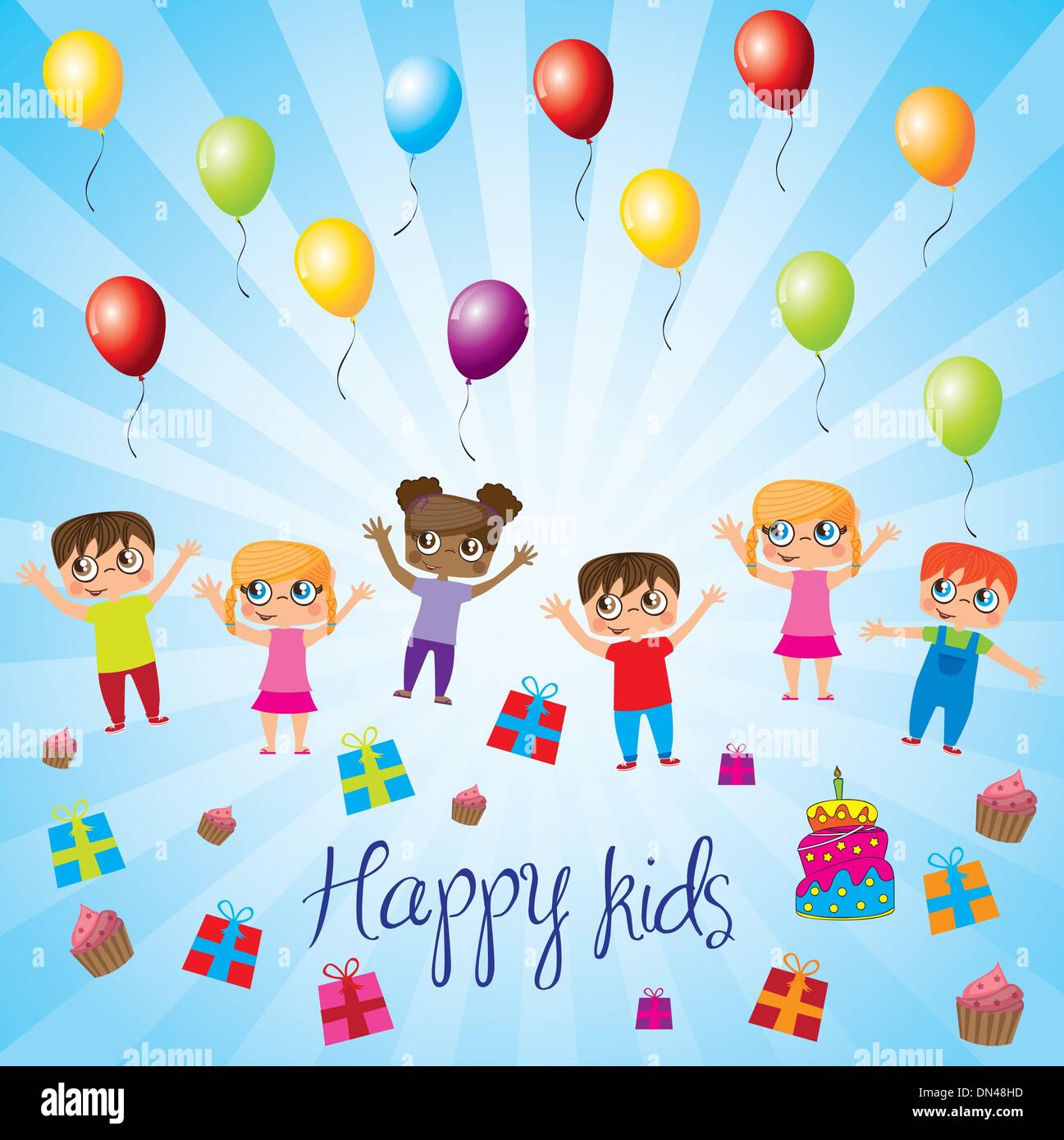 Happy kids balloons hi-res stock photography and images - Alamy