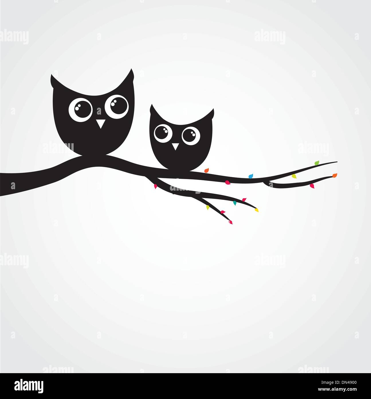 Two cute owls on the tree branch Stock Vector Image & Art - Alamy