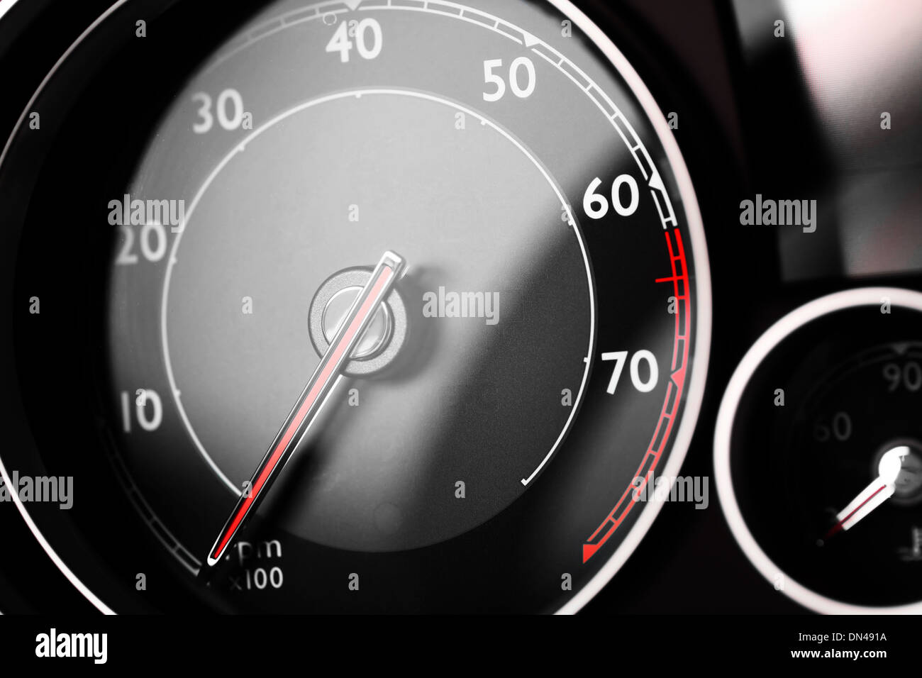Detail of a tachometer in a car Stock Photo - Alamy