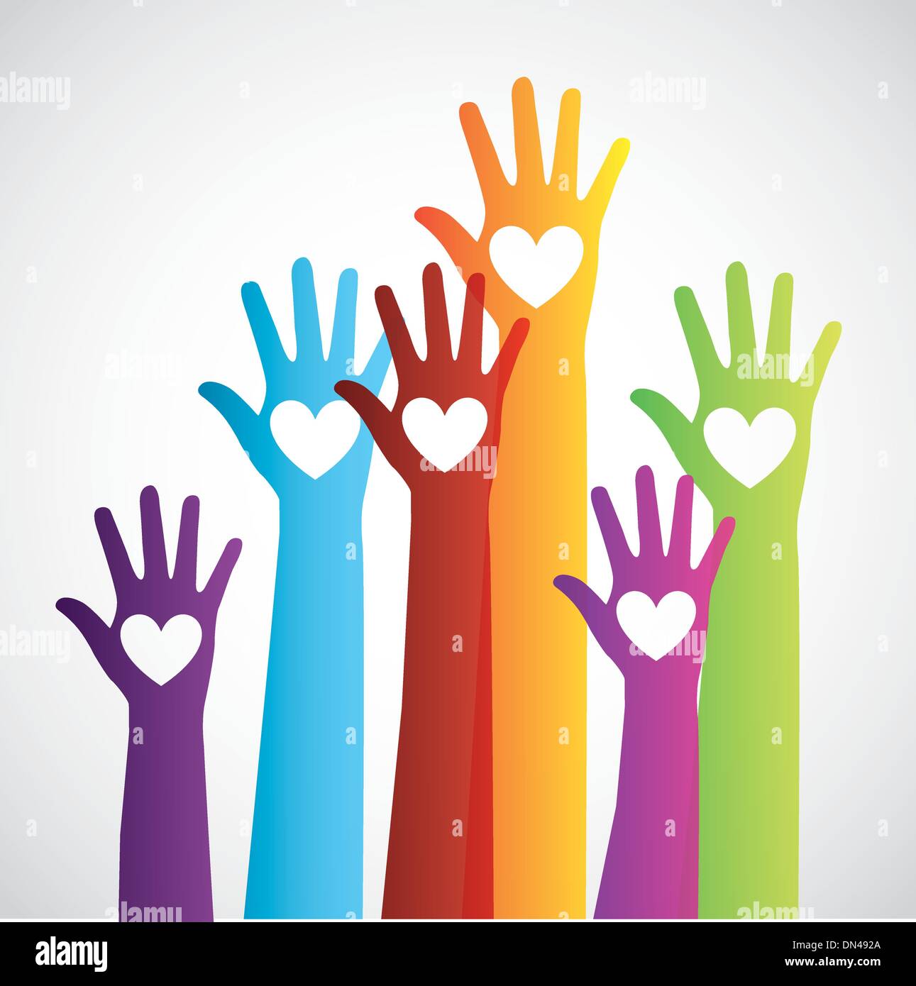 Crowd hands heart sign Stock Vector Images - Alamy