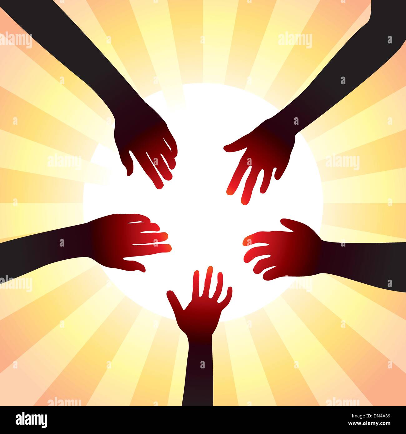vector concept of friendly hands around sun Stock Vector Image & Art ...