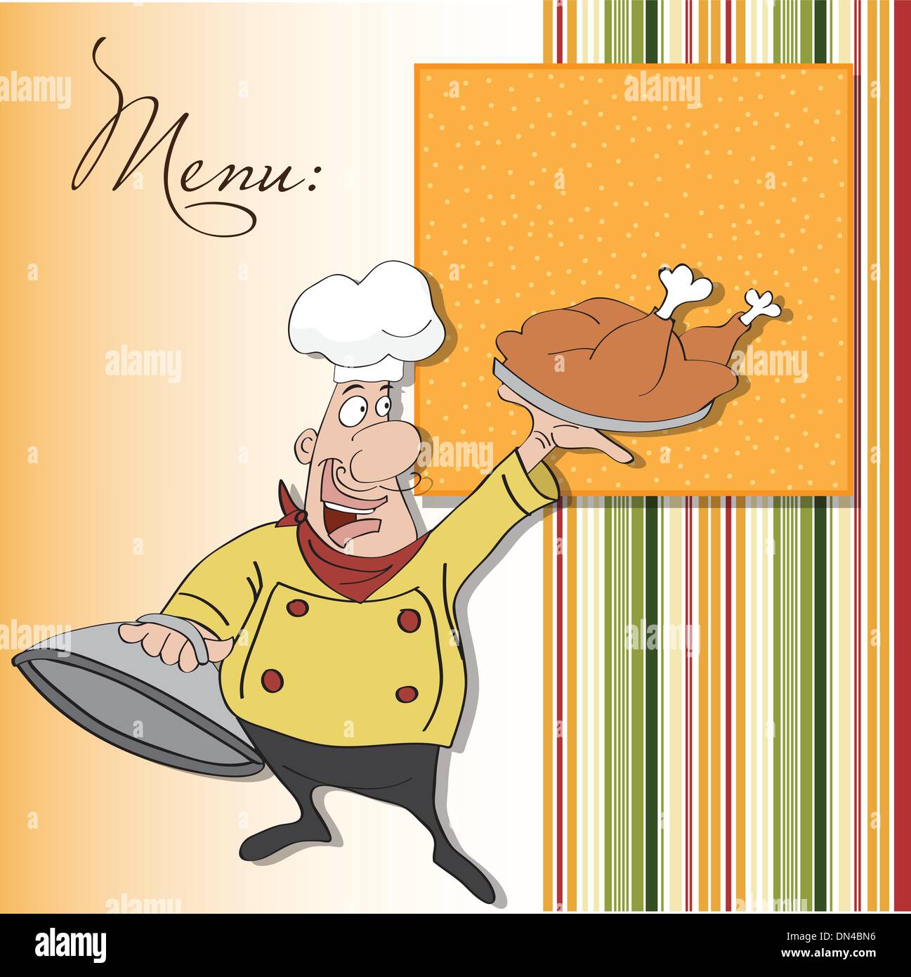 funny cartoon chef with tray of food in hand Stock Vector Image & Art ...