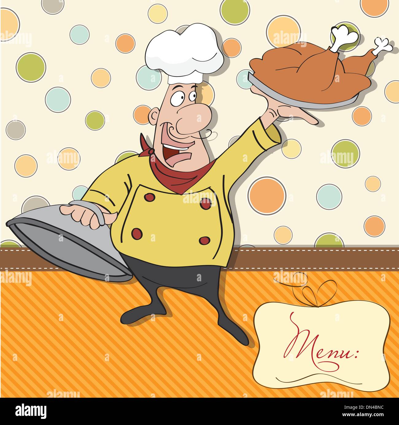 funny cartoon chef with tray of food in hand Stock Vector Image & Art ...