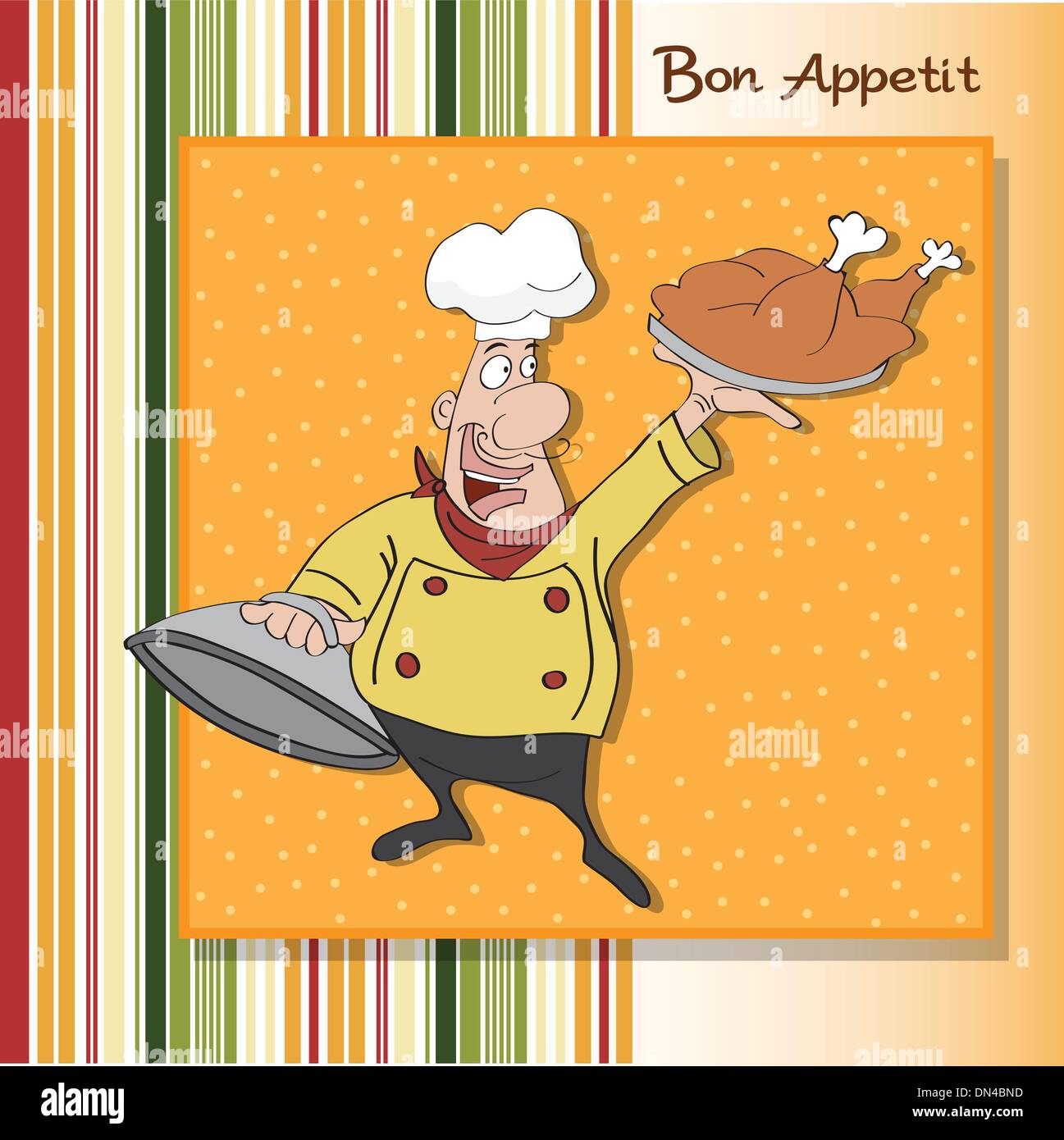 funny cartoon chef with tray of food in hand Stock Vector Image & Art ...