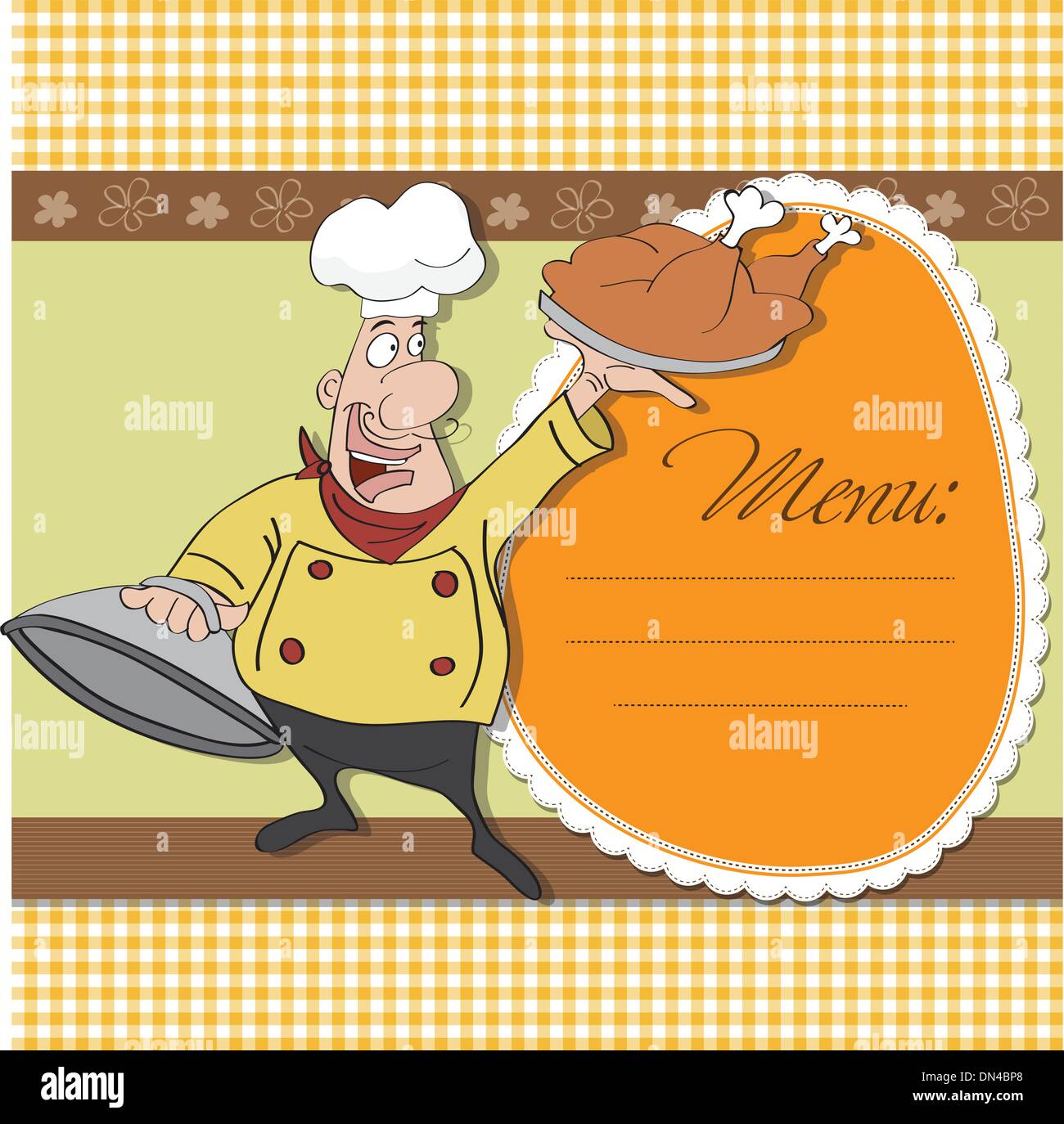funny cartoon chef with tray of food in hand Stock Vector Image & Art ...