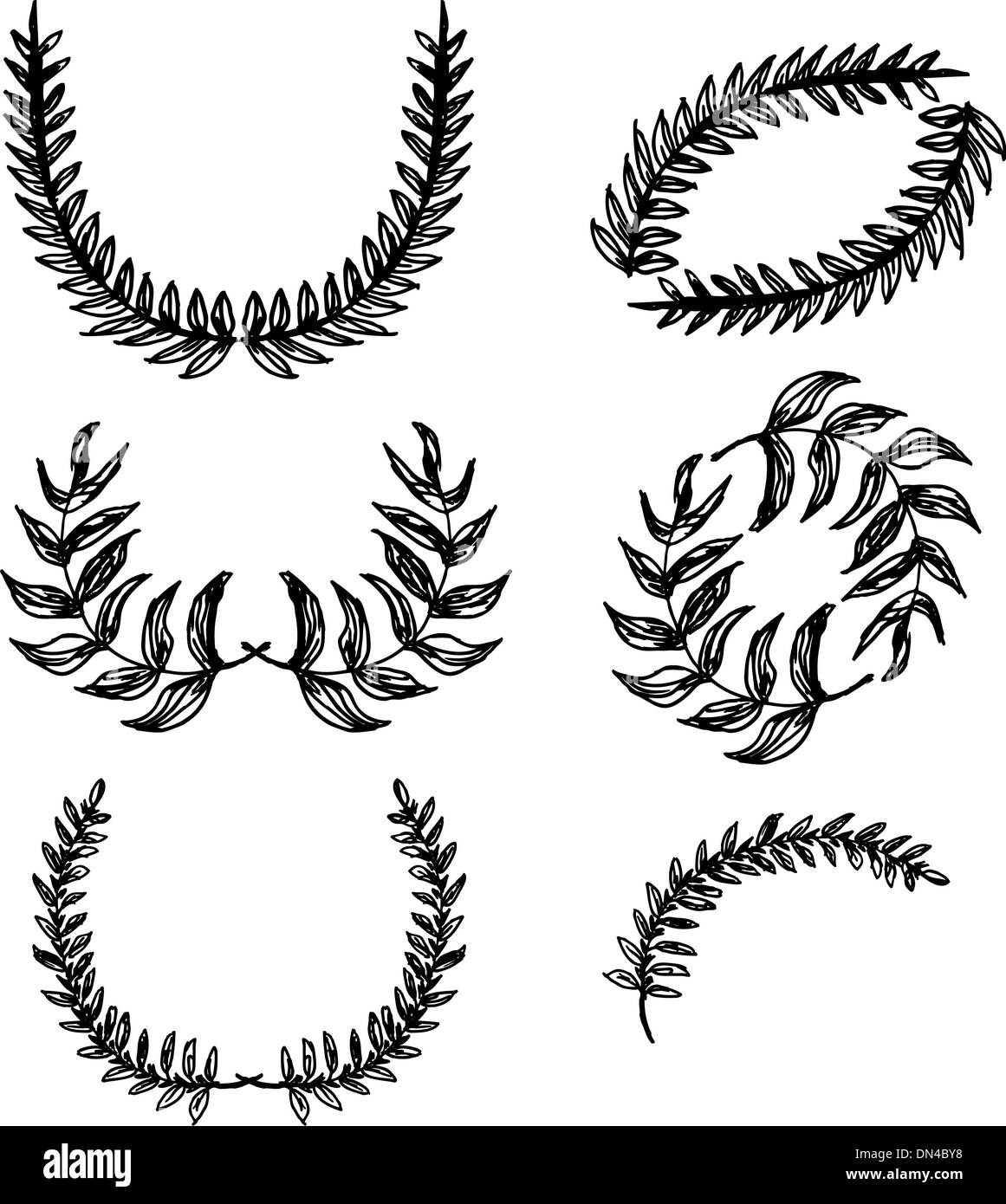 Set wheat leaf vector Black and White Stock Photos & Images - Alamy