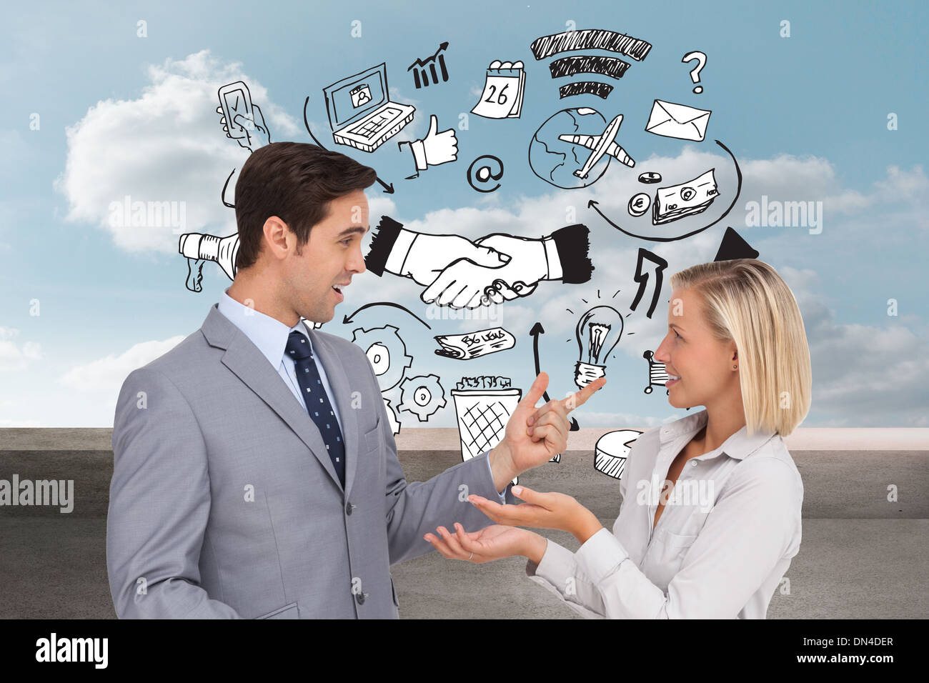 Composite image of business people meet each other Stock Photo - Alamy