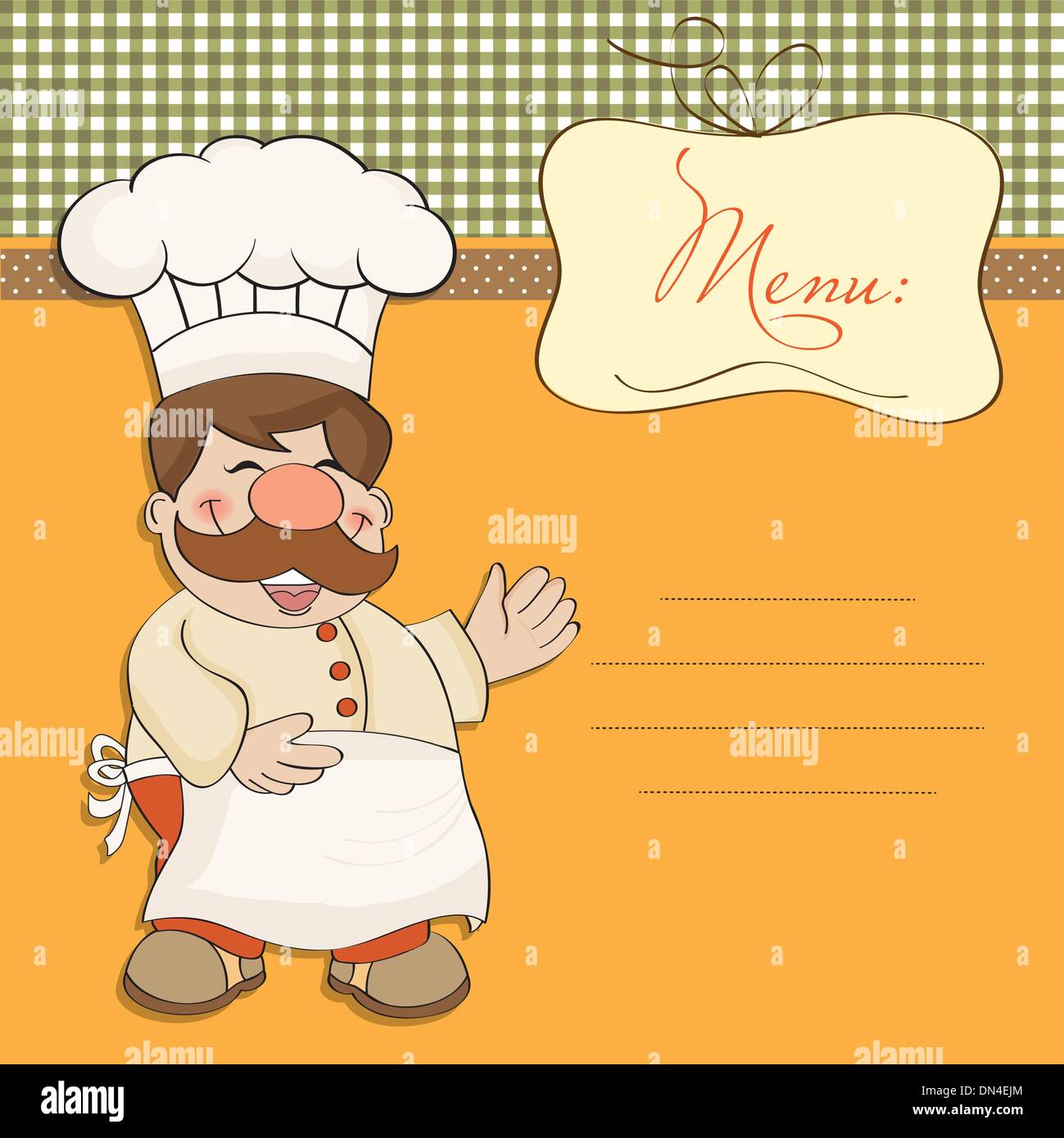 Background with Smiling Chef and Menu Stock Vector Image & Art - Alamy