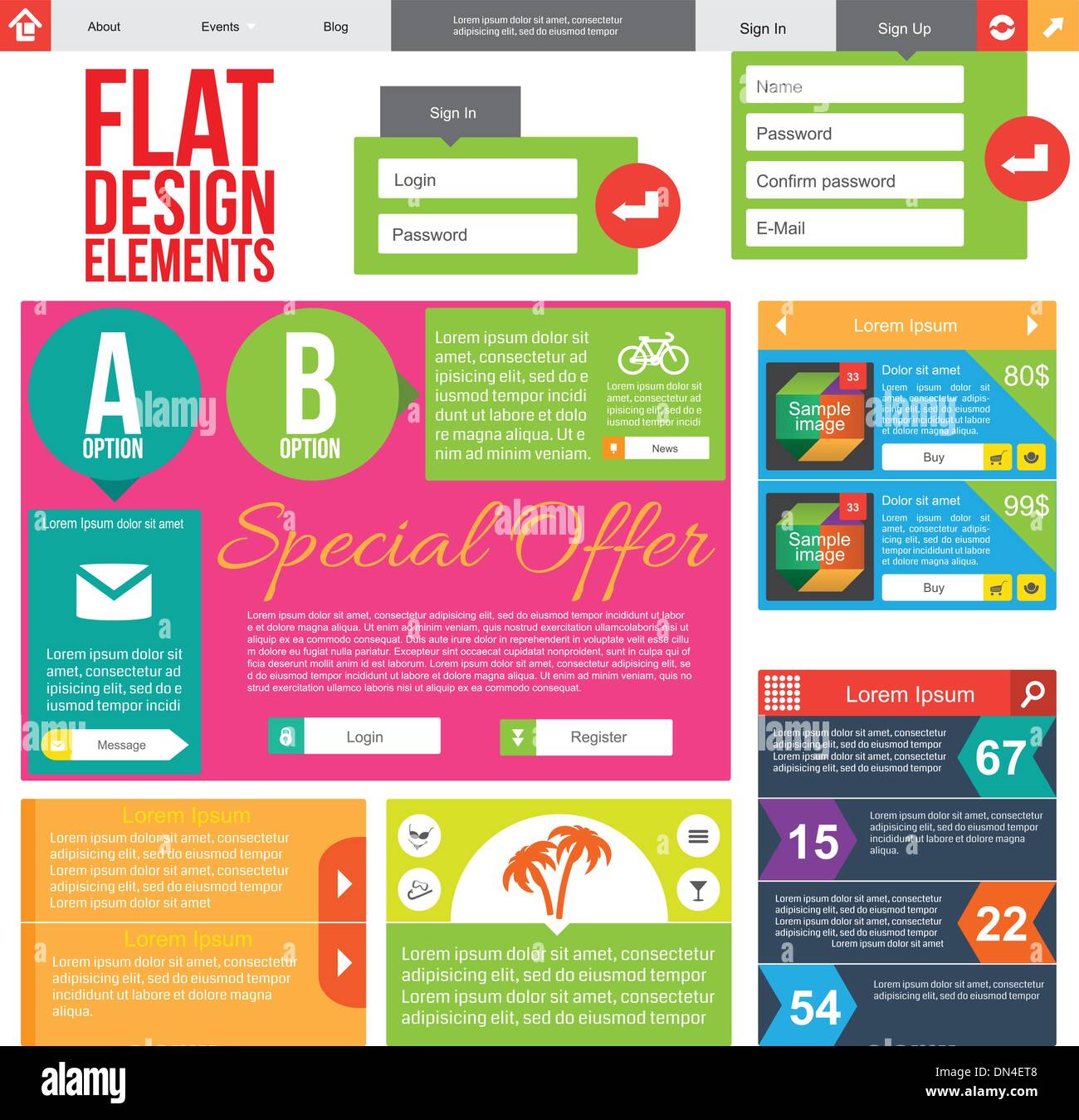 Flat Web Design Stock Vector Image & Art - Alamy