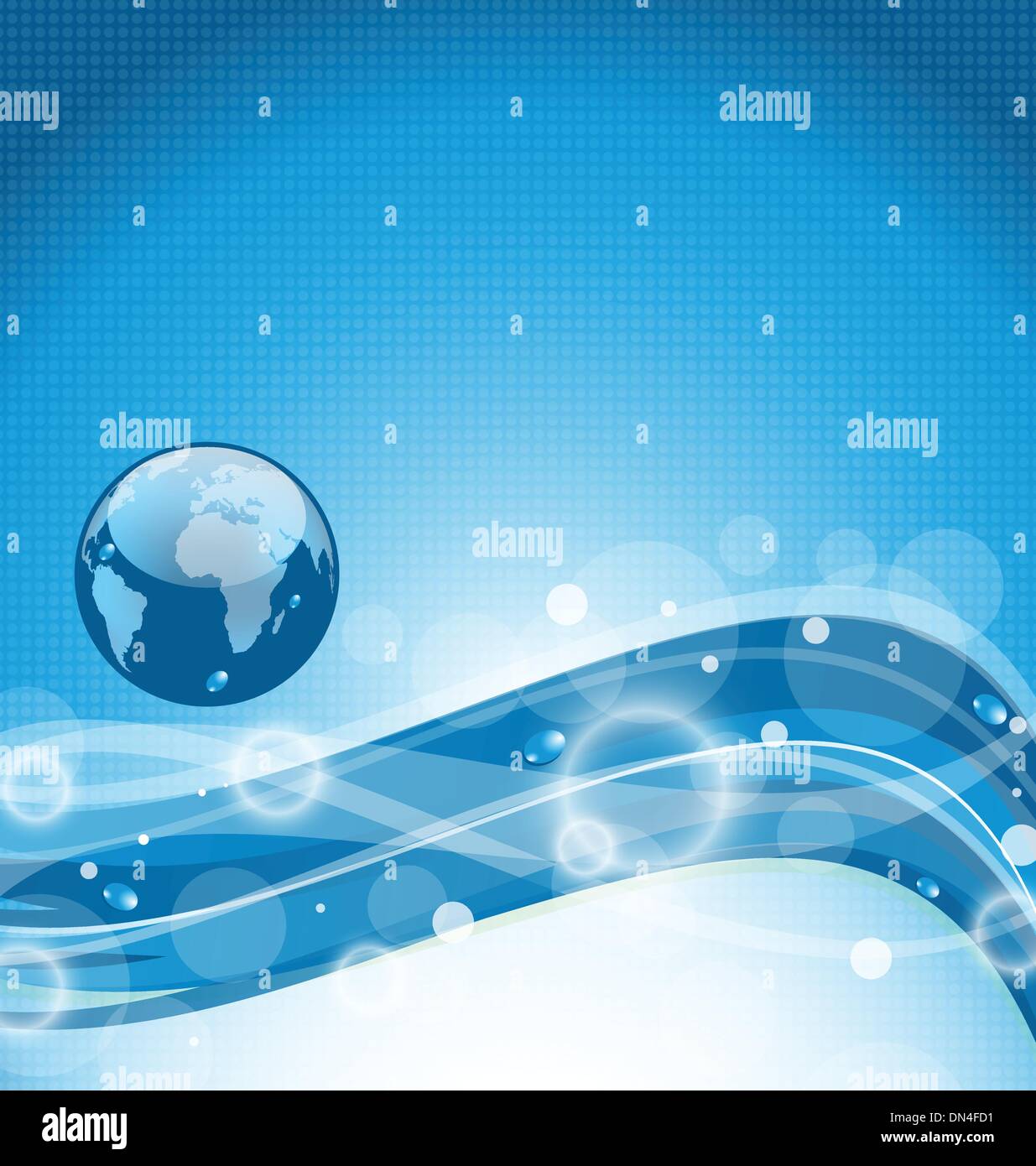 Abstract wavy water background with earth symbol Stock Vector Image ...