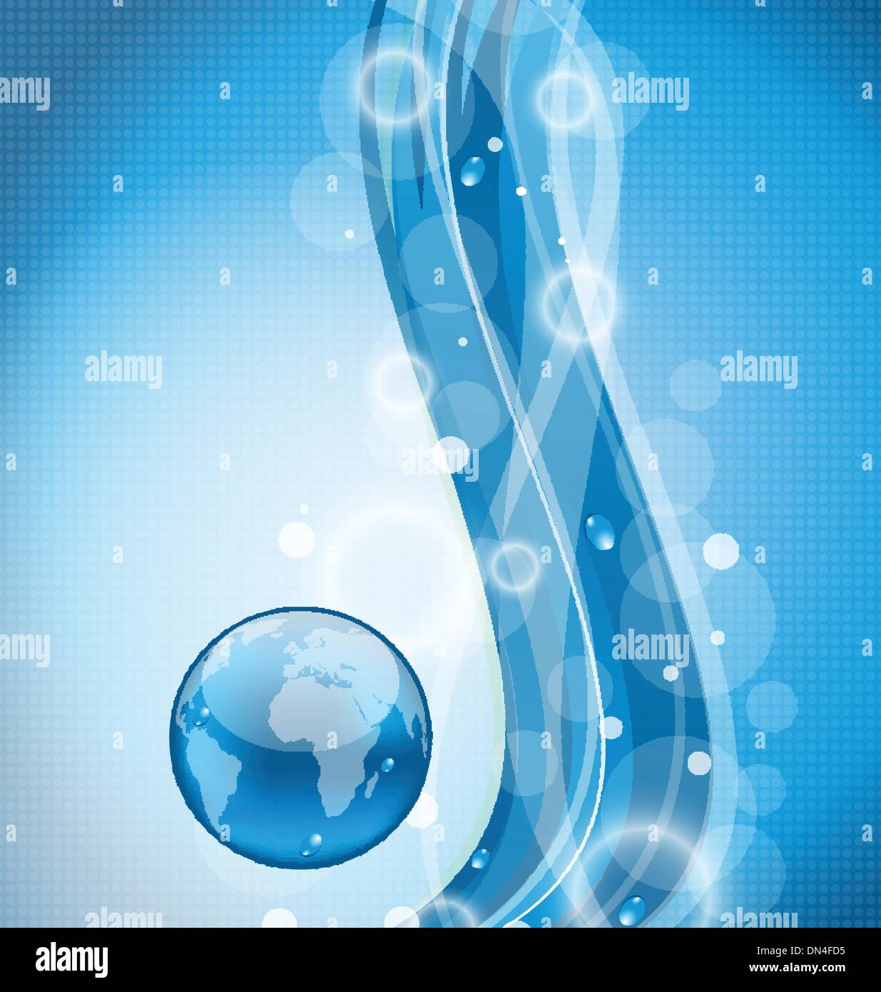 Illustration wavy water background with earth planet - vector Stock ...