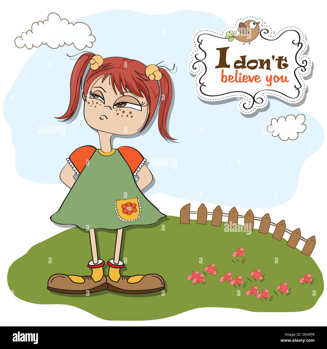 funny young girl amused and distrustful Stock Vector Image & Art - Alamy