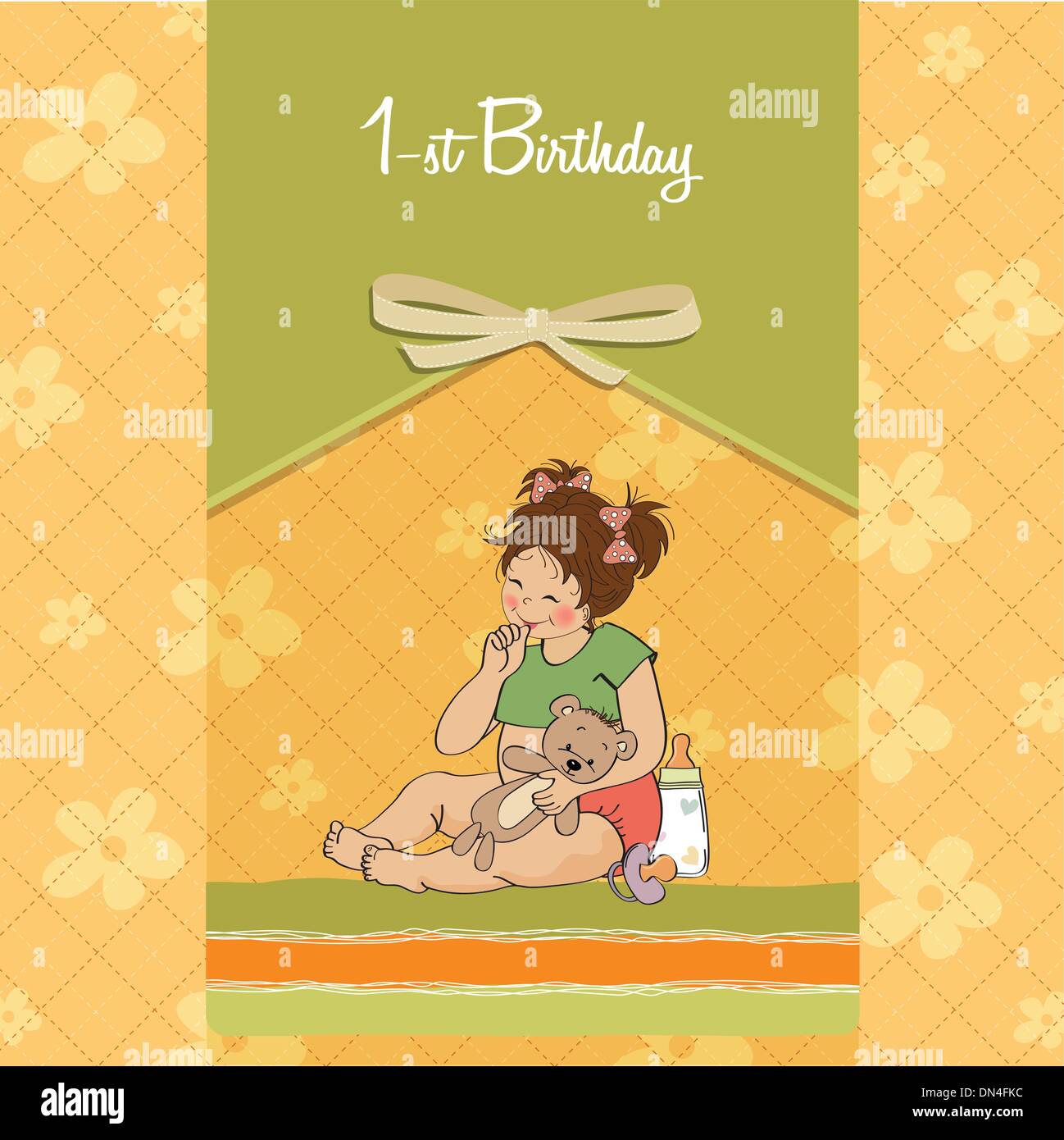 little girl with at her first birthday Stock Vector Image & Art - Alamy