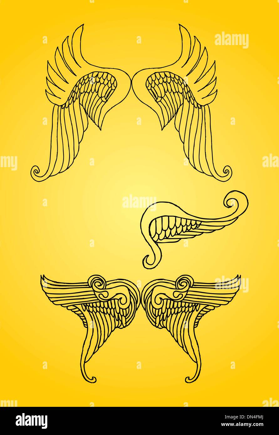 hand drawing wings vector art Stock Vector Image & Art - Alamy