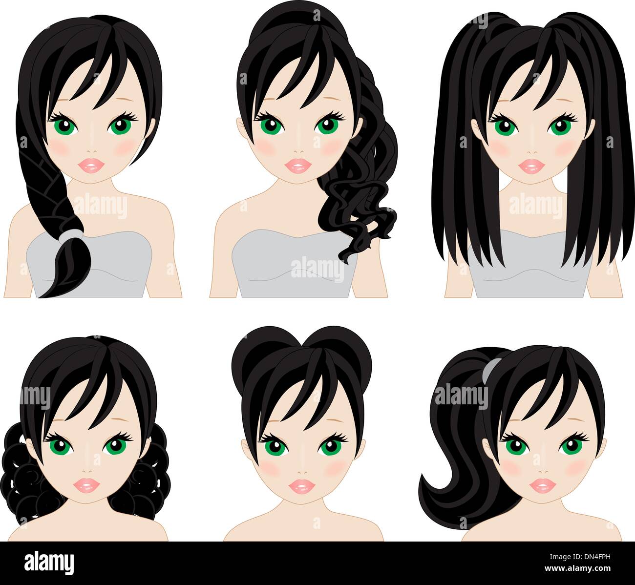 hairstyles for black hair Stock Vector Image & Art - Alamy
