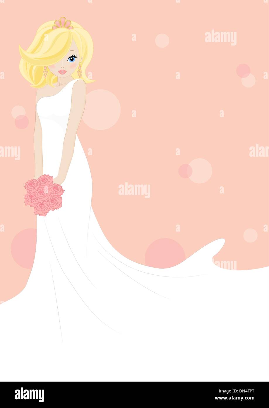 Beautiful woman with pink rose Stock Vector Images - Alamy