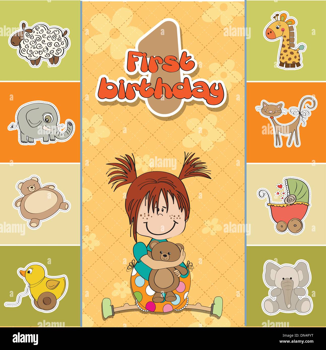 little girl at her first birthday Stock Vector Image & Art - Alamy
