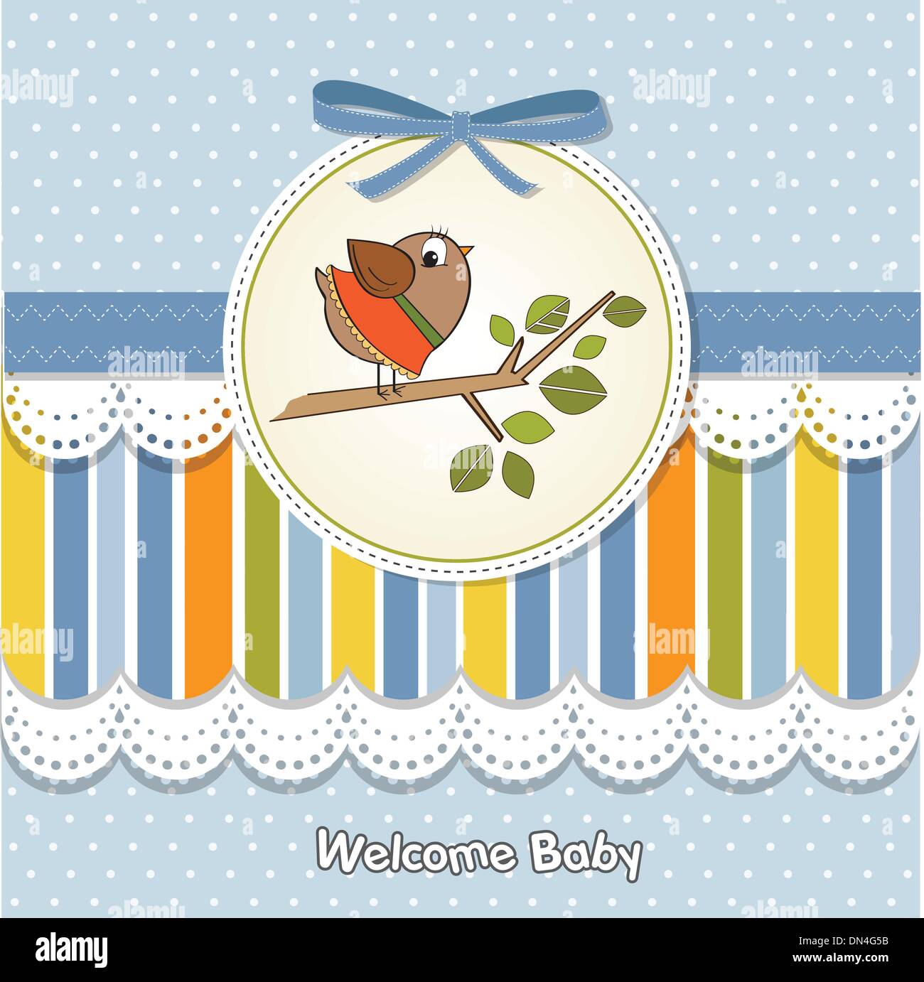 welcome baby card with funny little bird Stock Vector Image & Art - Alamy