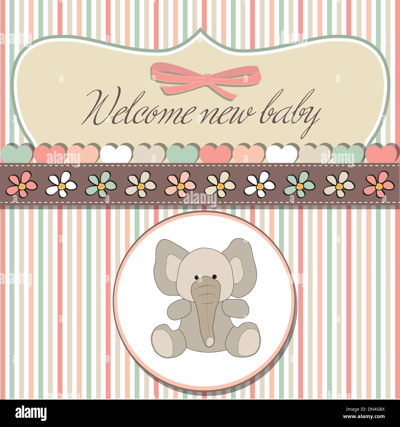 romantic baby girl announcement card Stock Vector Image & Art - Alamy