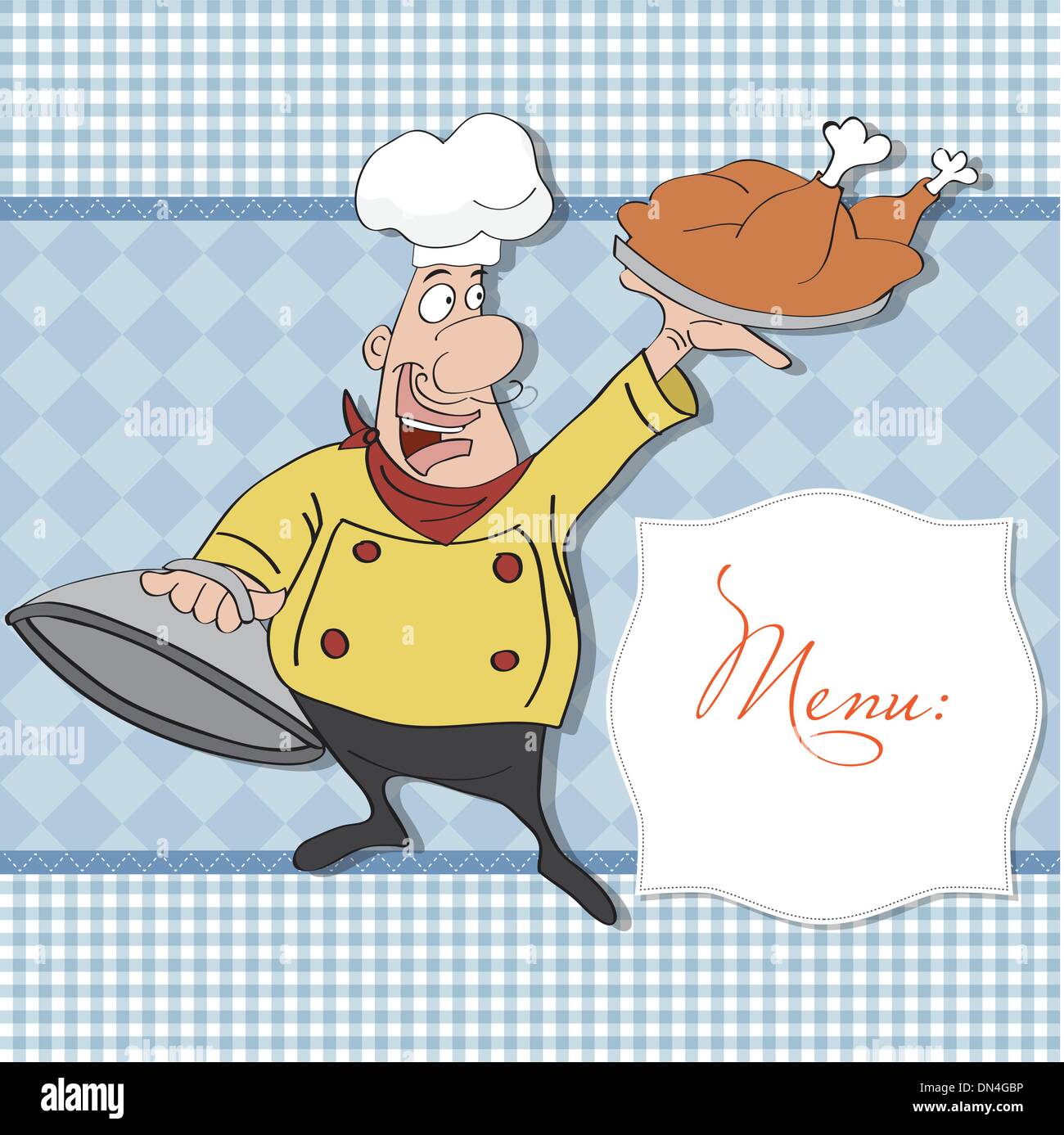funny cartoon chef with tray of food in hand Stock Vector Image & Art ...