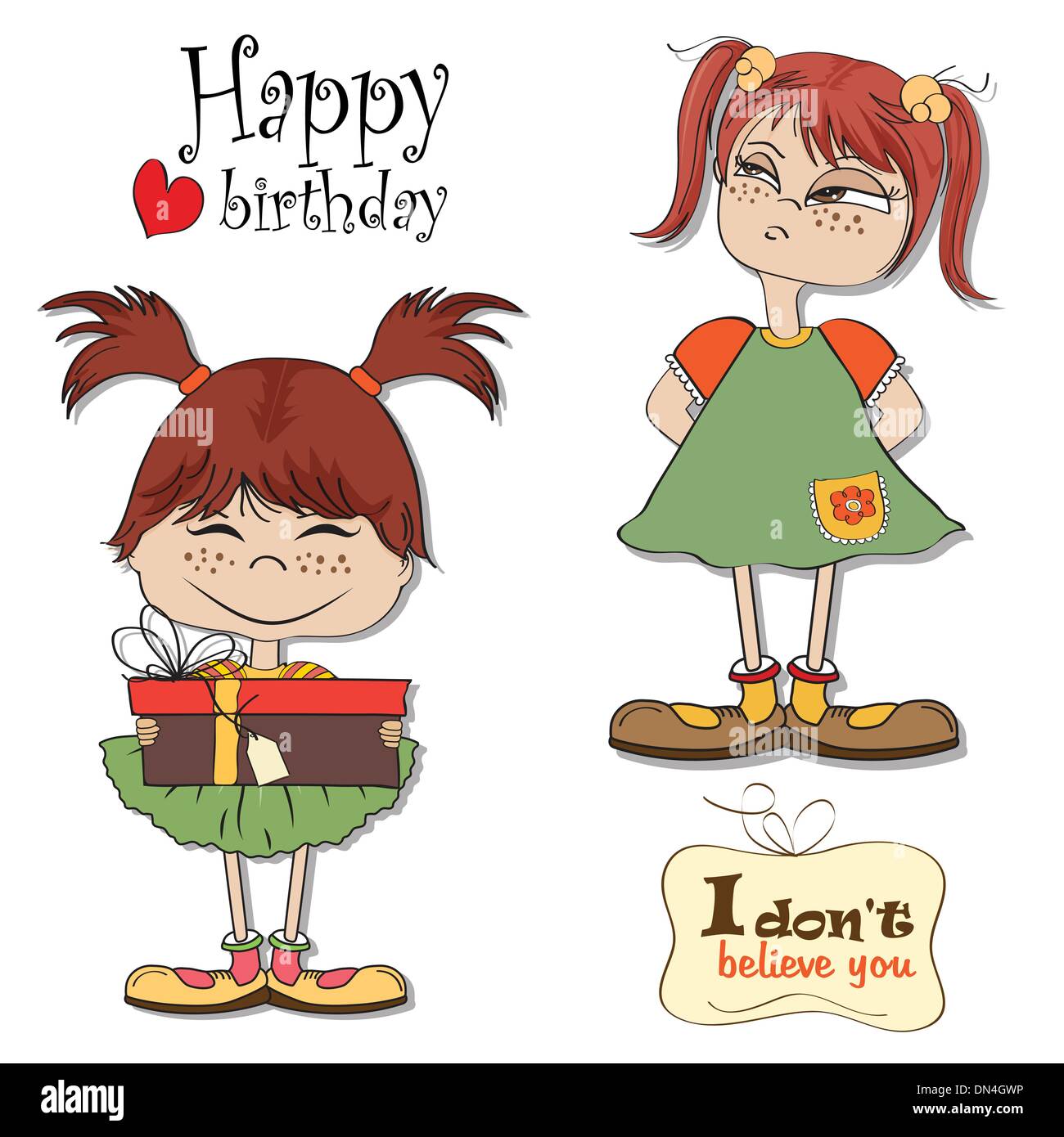 set of funny cartoon girl isolated on white background Stock Vector ...