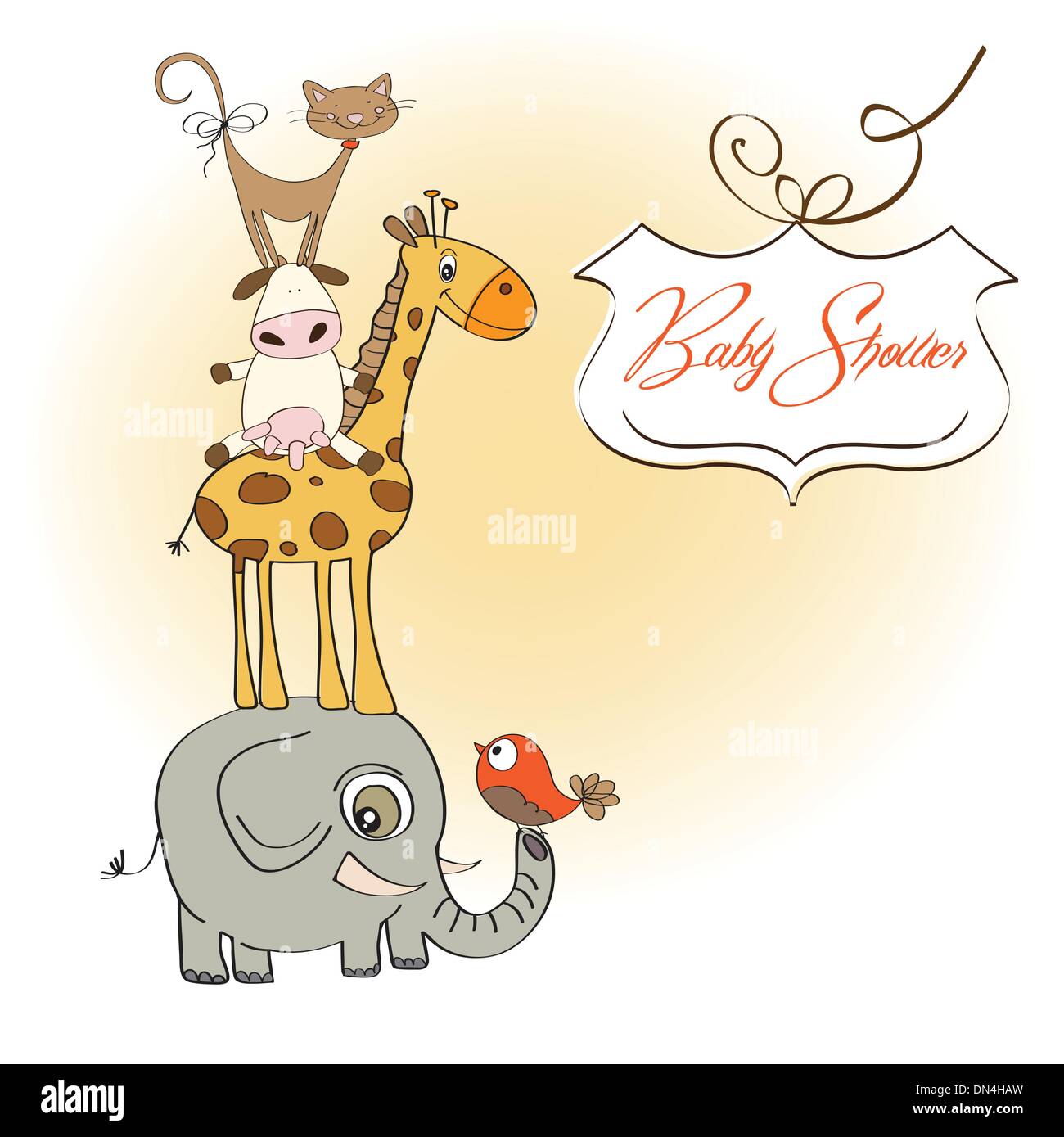 baby shower card with funny pyramid of animals Stock Vector Image & Art ...