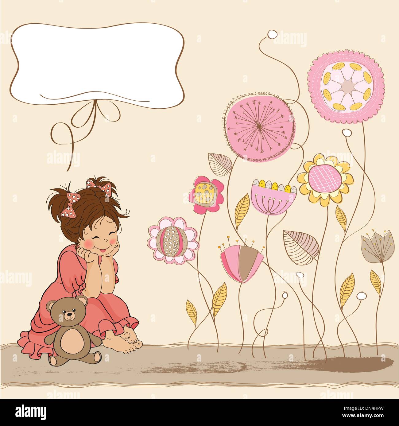 little baby girl play with her teddy bear toy Stock Vector Image & Art ...