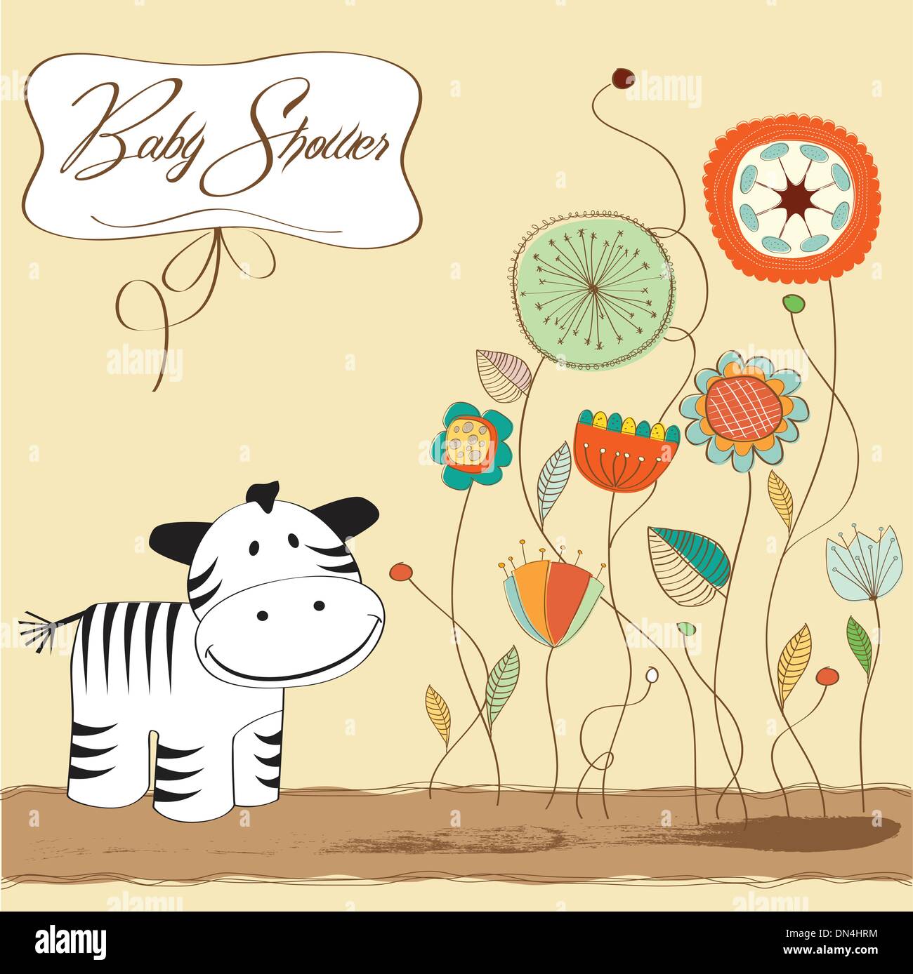 cute baby shower card with zebra Stock Vector Image & Art - Alamy