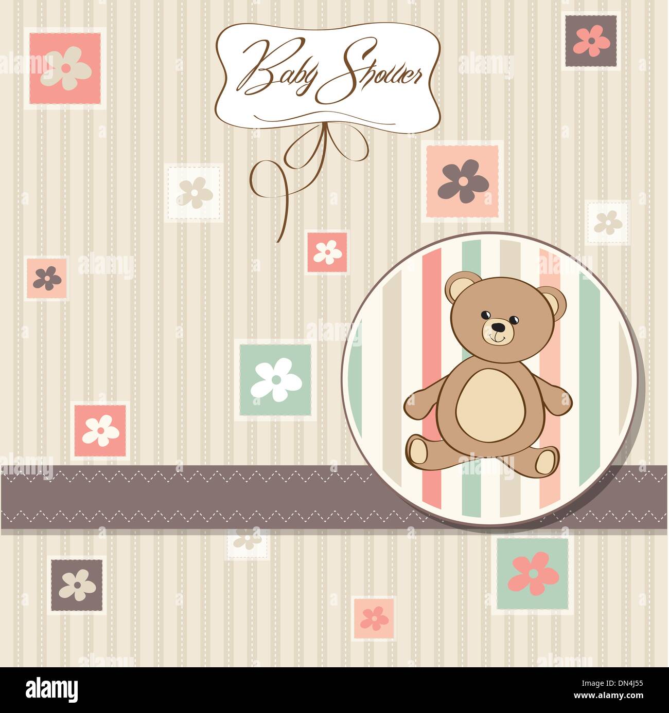 baby shower card with teddy bear toy Stock Vector Image & Art - Alamy