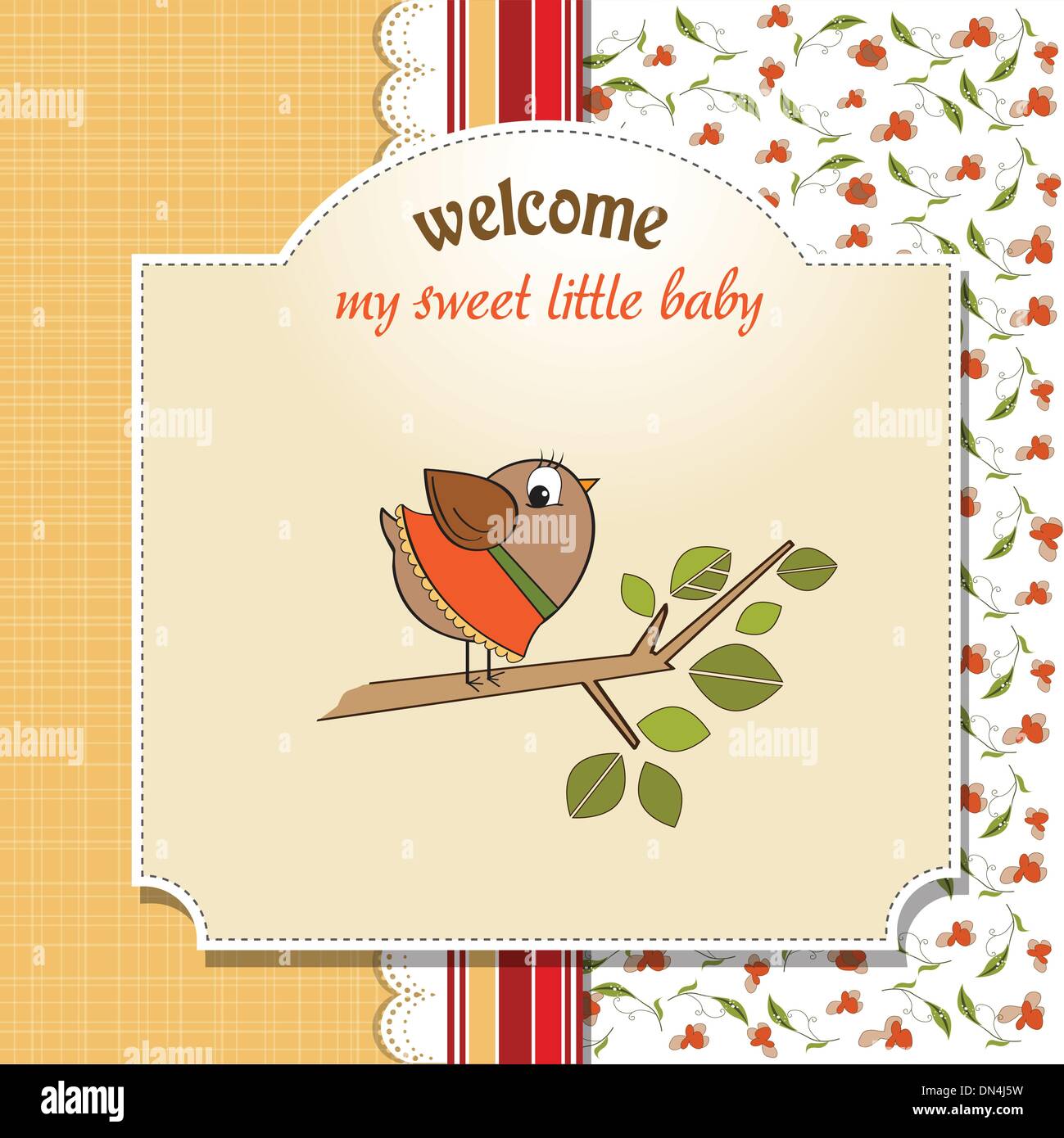 welcome baby card with funny little bird Stock Vector Image & Art - Alamy