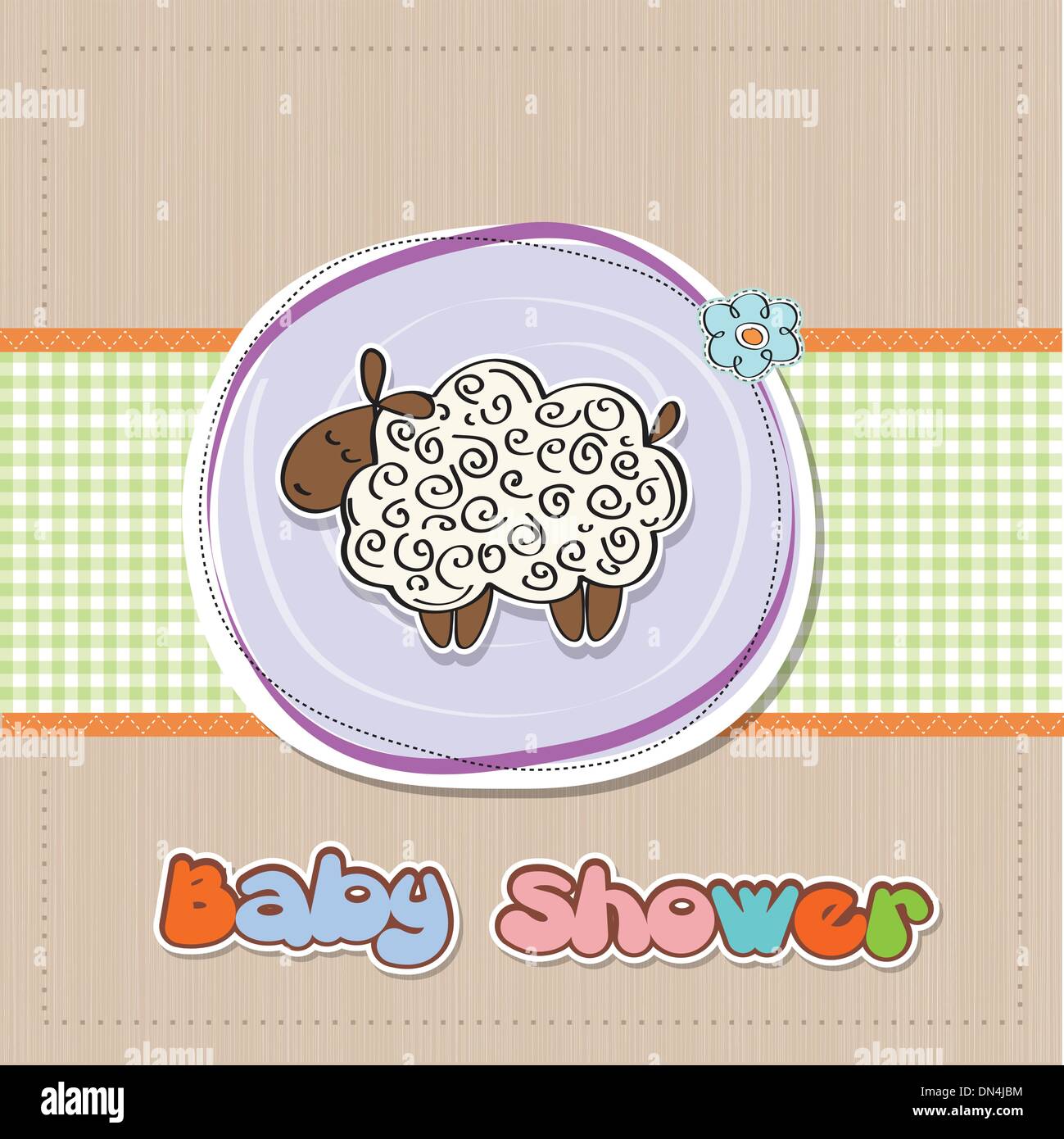 cute baby shower card with sheep Stock Vector Image & Art - Alamy
