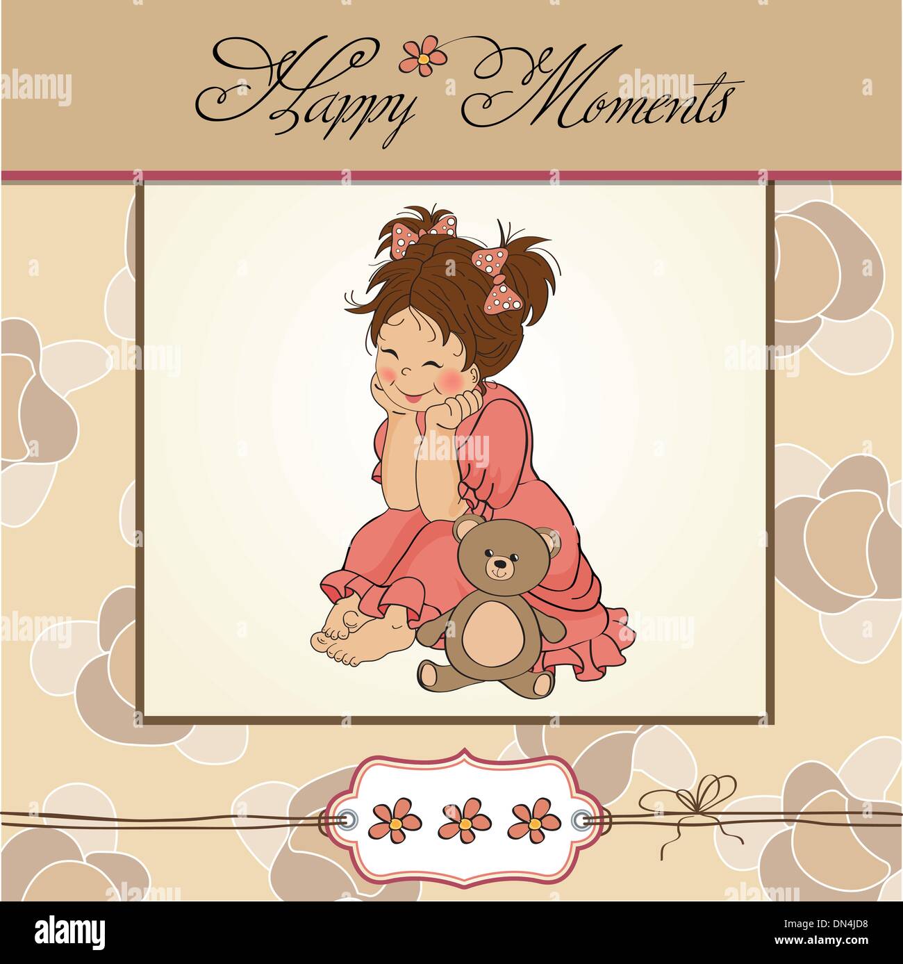 little baby girl play with her teddy bear toy Stock Vector Image & Art ...