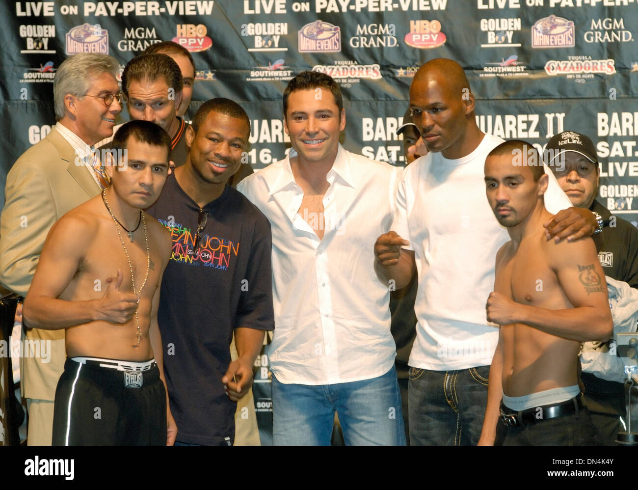 Sep 15, 2006; Las Vegas, NV, USA; (L-R Barerra, Shane Mosly, Oscar De ...