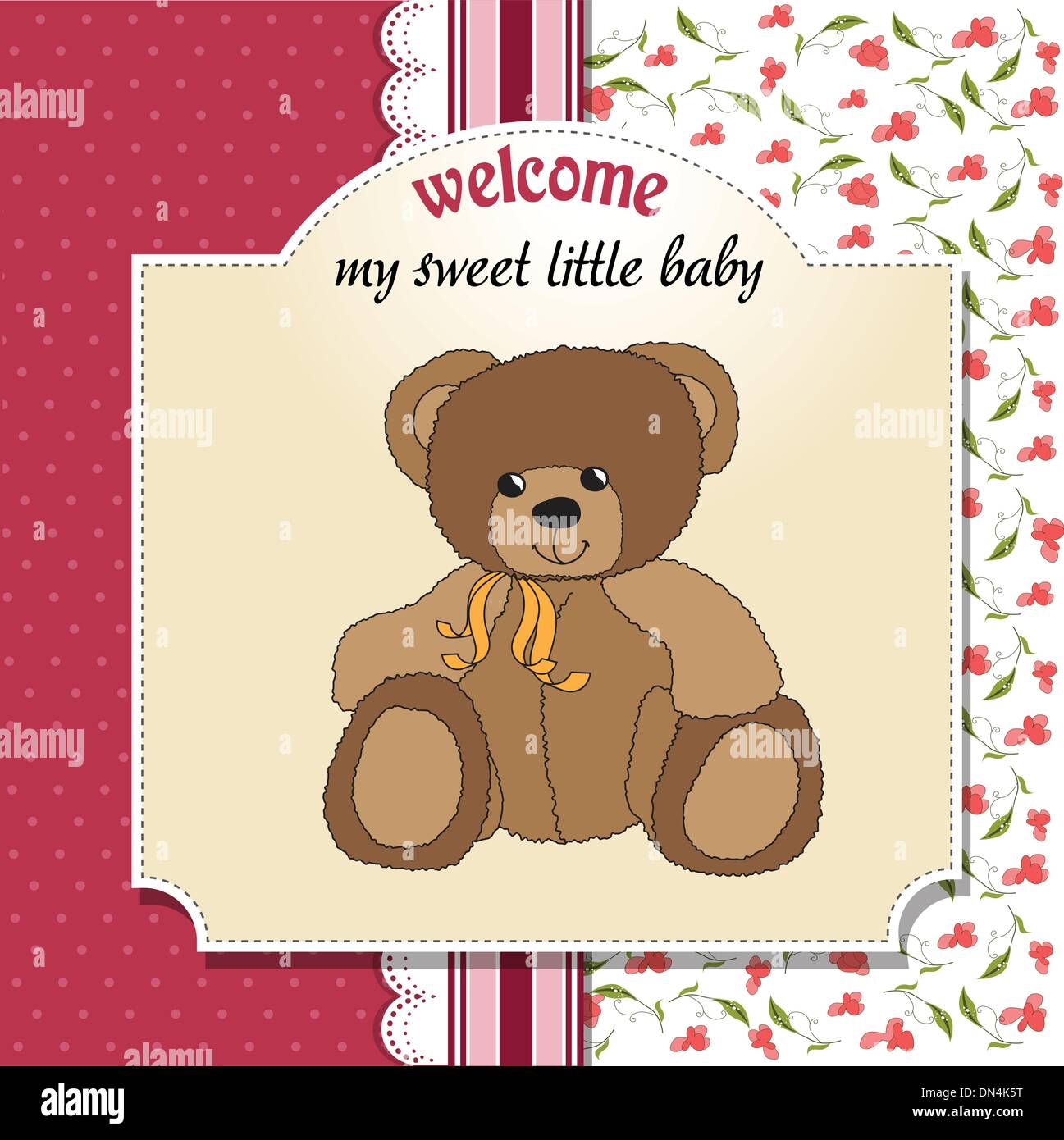 baby shower card with teddy bear toy Stock Vector Image & Art - Alamy