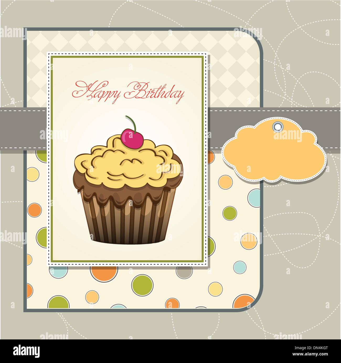 cute happy birthday card with cupcake Stock Vector Image & Art - Alamy