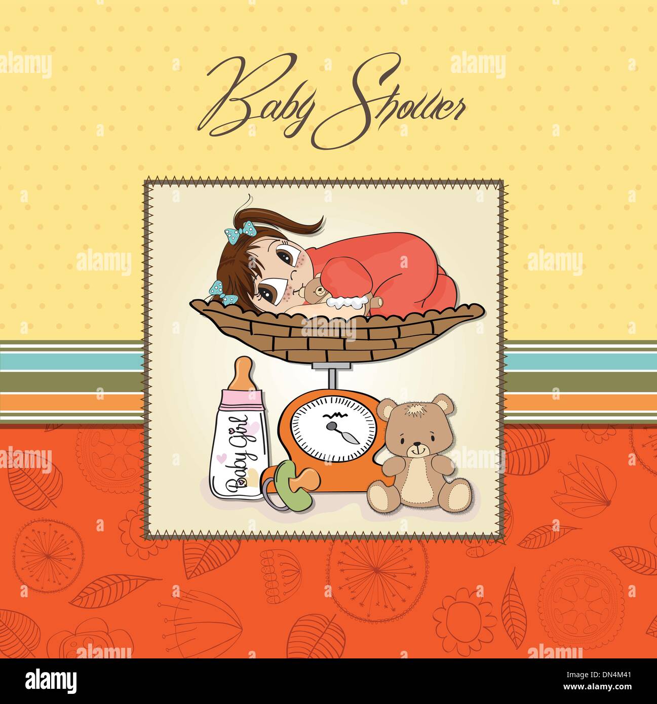 Beautiful baby girl on on weighing scale Stock Vector Image & Art - Alamy